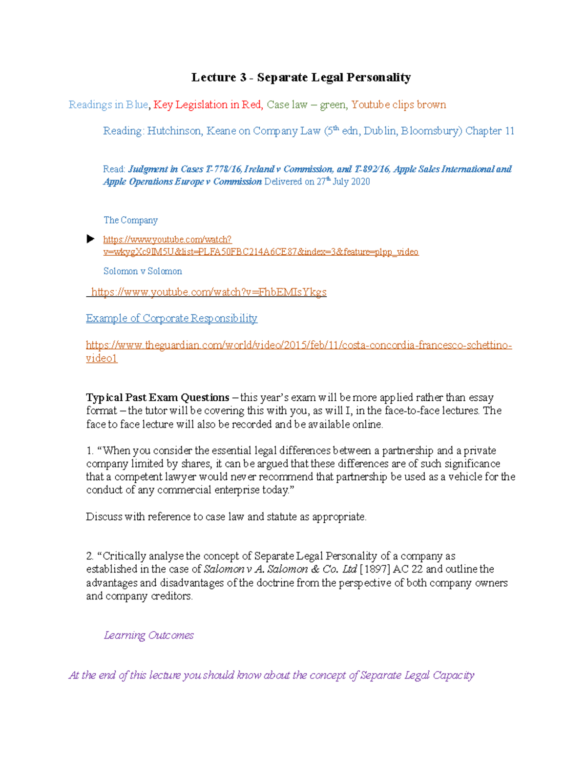 Lecture 3 - Separate Legal Capacity - Lecture 3 - Separate Legal ...