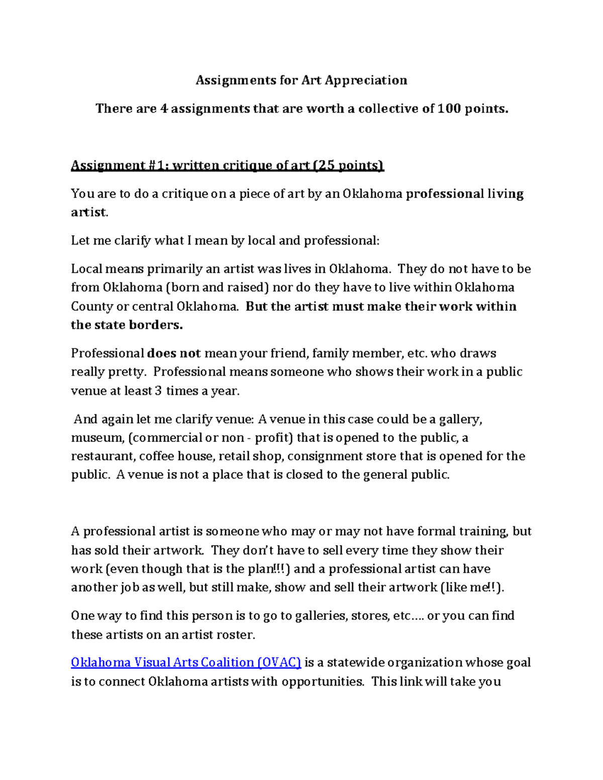 Assignments for Art Appreciation revised for 2020 - Assignments for Art ...