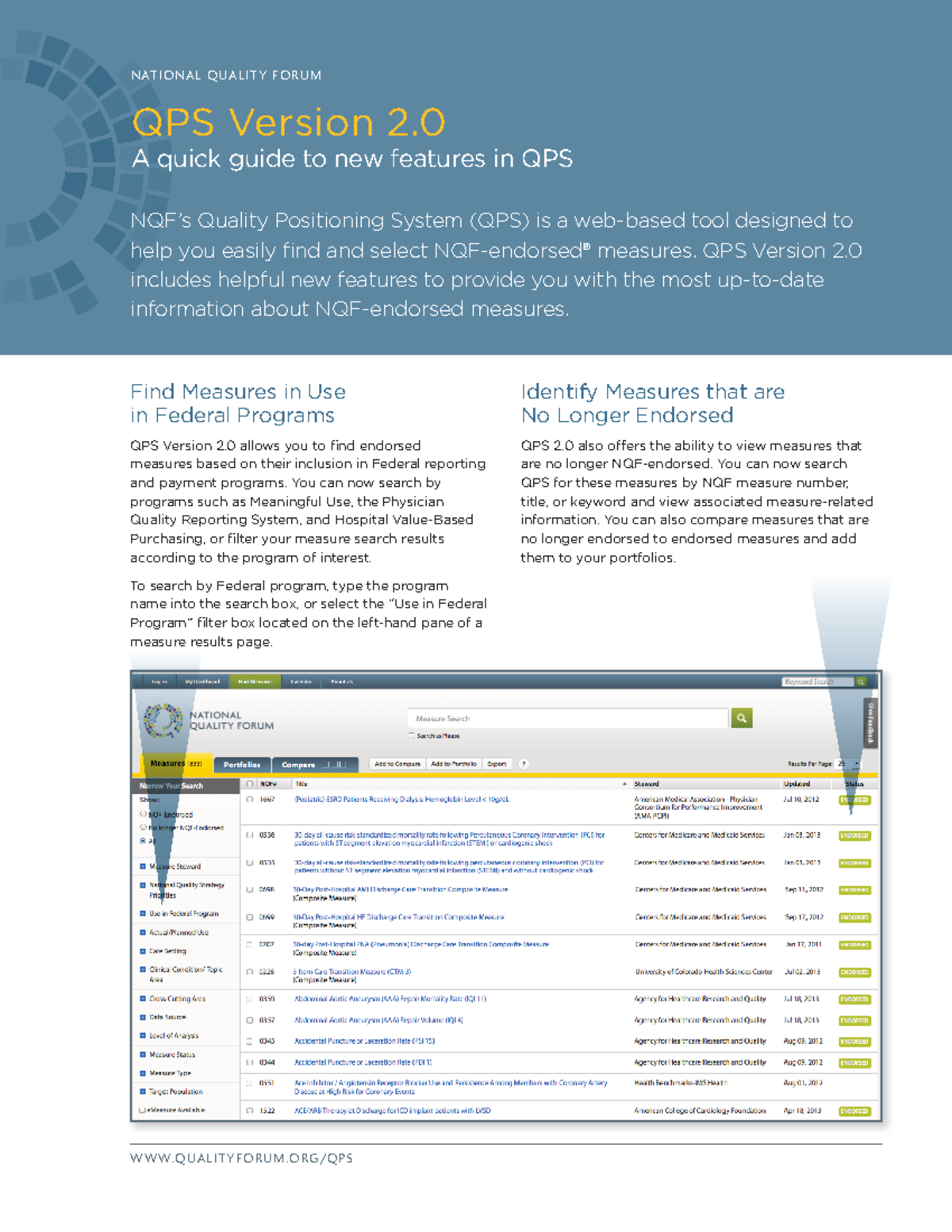 Qps quick guide - NATIONAL QUALITY FORUM QPS Version 2. A quick guide to new features in QPS NQF ...