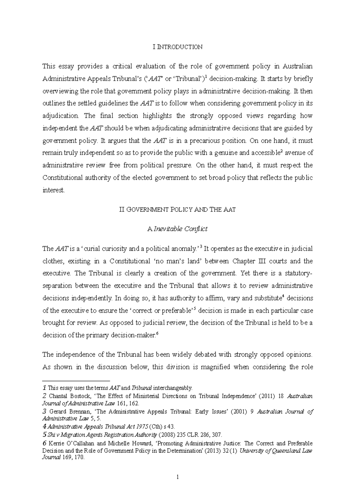 Government Policy AND THE AAT essay - I INTRODUCTION This essay ...