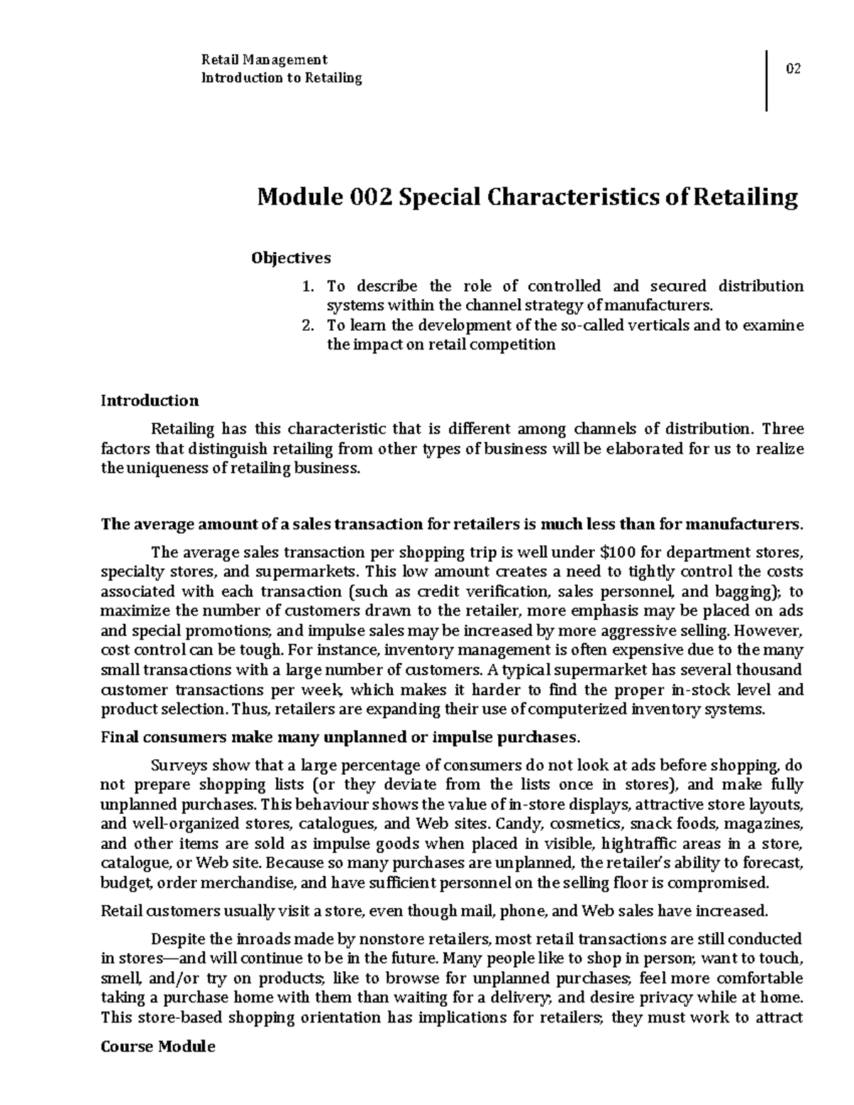 W2 Retail Management Lesson 2 - Retail Management Introduction to ...