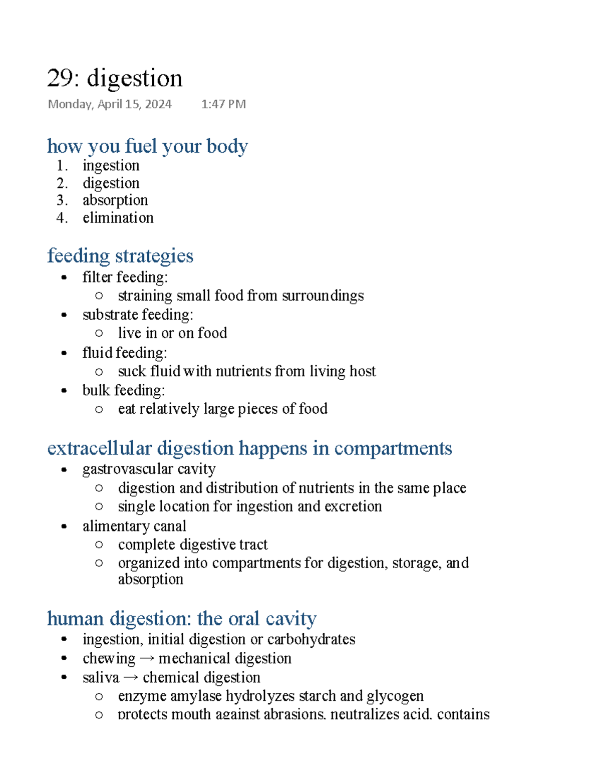 UVA BIOL 2200 Lesson 29 - Digestion - how you fuel your body ingestion ...