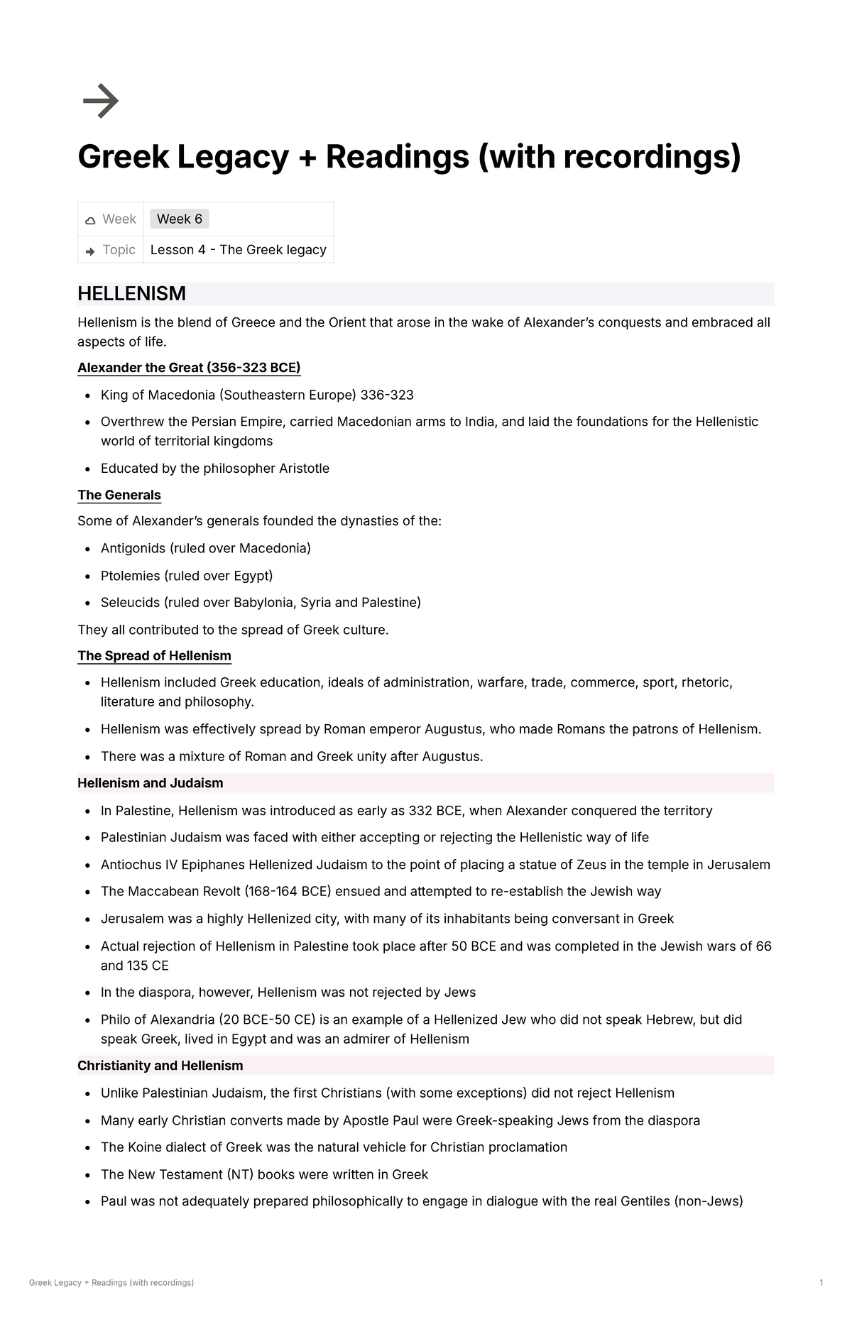 Lesson 4 : The Greek Legacy - Greek Legacy + Readings (with recordings ...