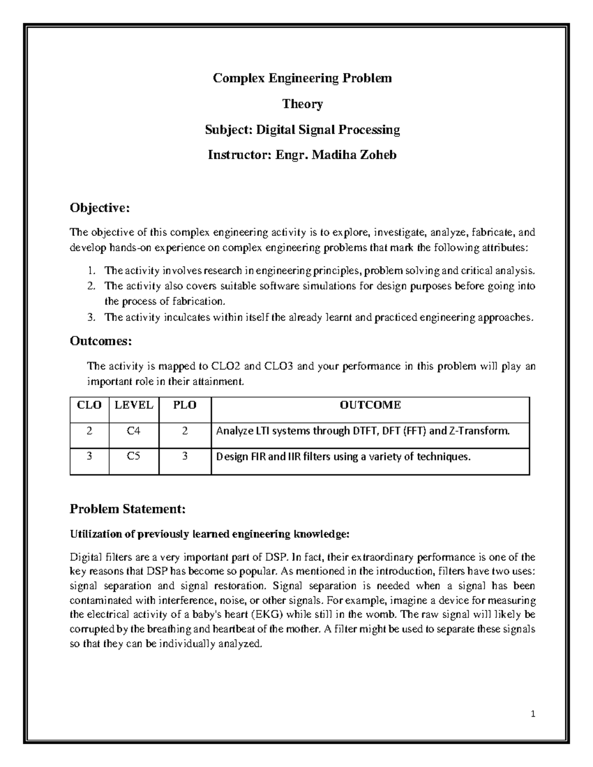 DSP-CEP - kklhbgfcfdxed - Complex Engineering Problem Theory Subject ...