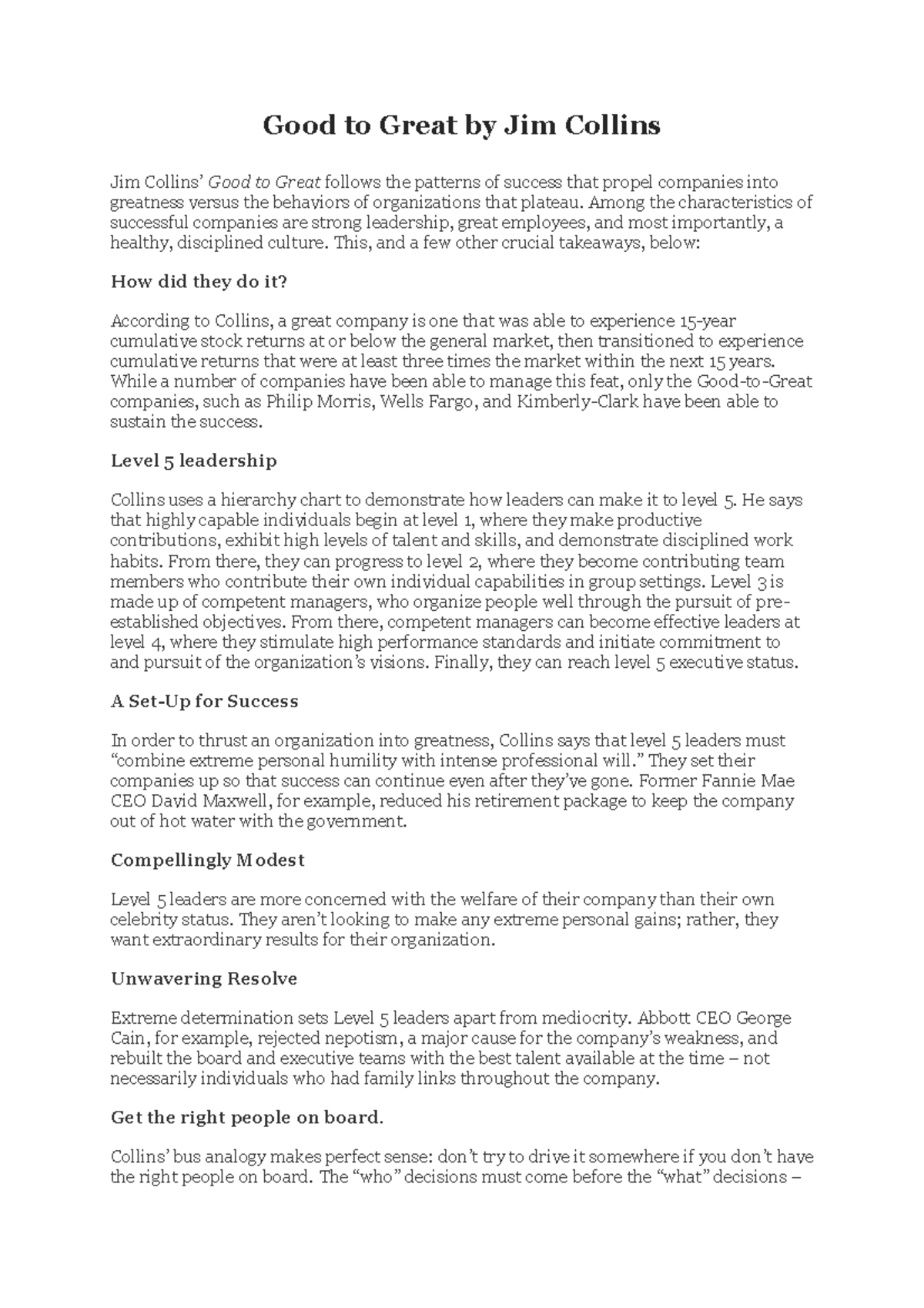 Good to Great by Jim Collins - Getting to Yes - Good to Great by Jim ...