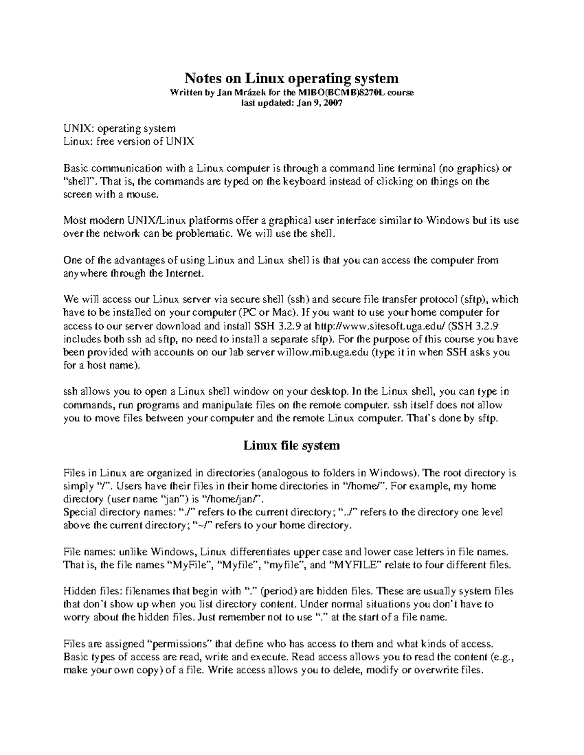 Linux Basics - notes - Notes on Linux operating system Written by Jan ...