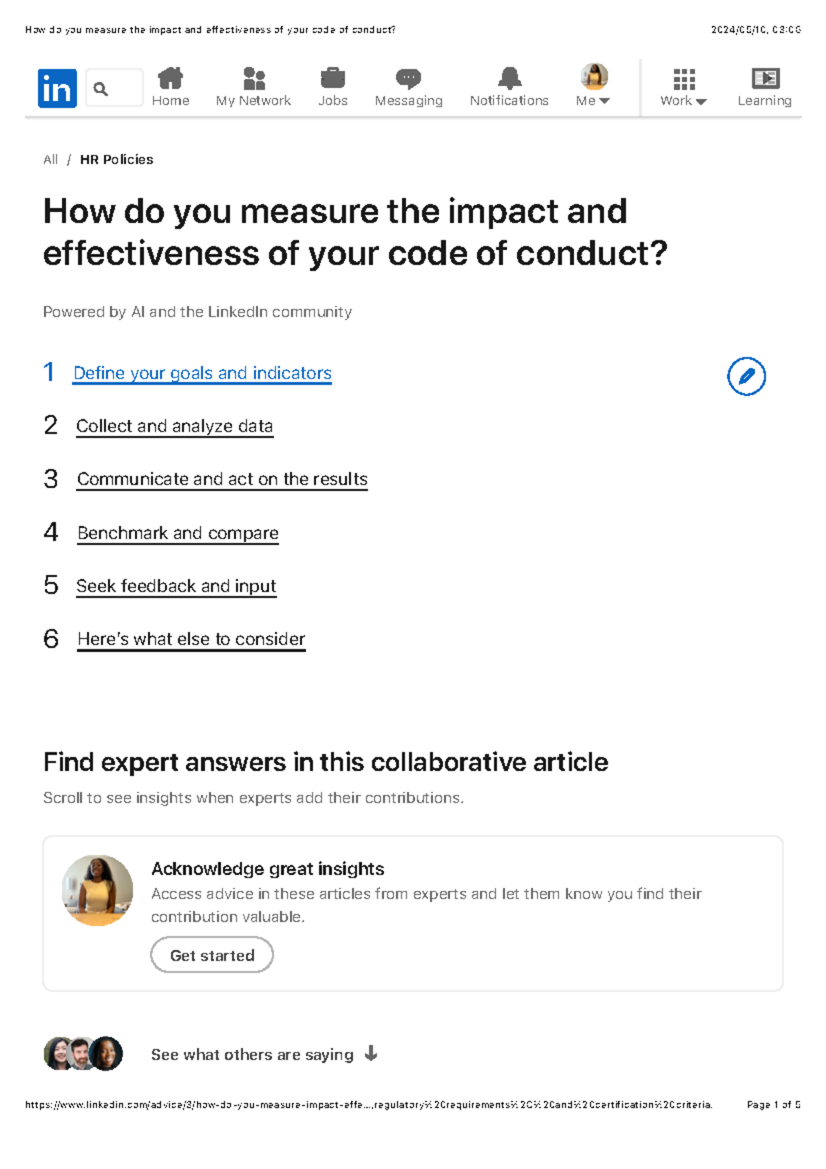 Measuring the impact & effectiveness of code of conduct - All / HR ...