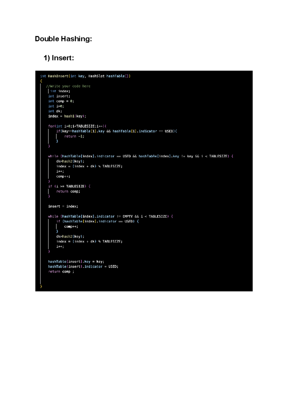 1007 Code Network Security And Cryptography Double Hashing 1 Insert Delete 2delete
