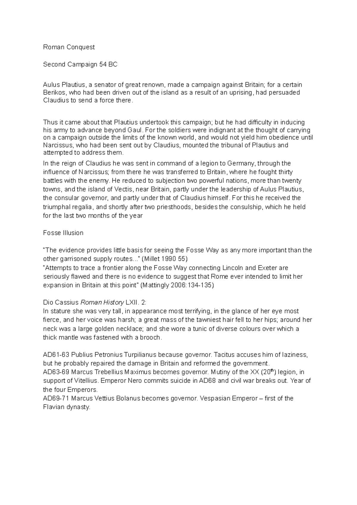 Lecture 3 - Thinking about the past - Roman Conquest Second Campaign 54 ...