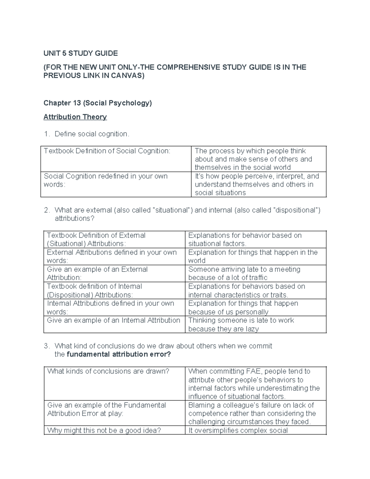 UNIT 5 Study Guide - UNIT 5 STUDY GUIDE (FOR THE NEW UNIT ONLY-THE COMPREHENSIVE STUDY GUIDE IS ...