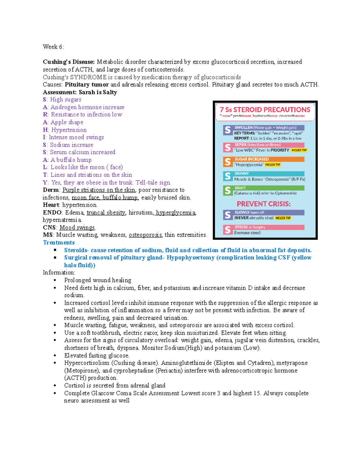 Week 6 study guide - Week 6: Disease: Metabolic disorder characterized ...