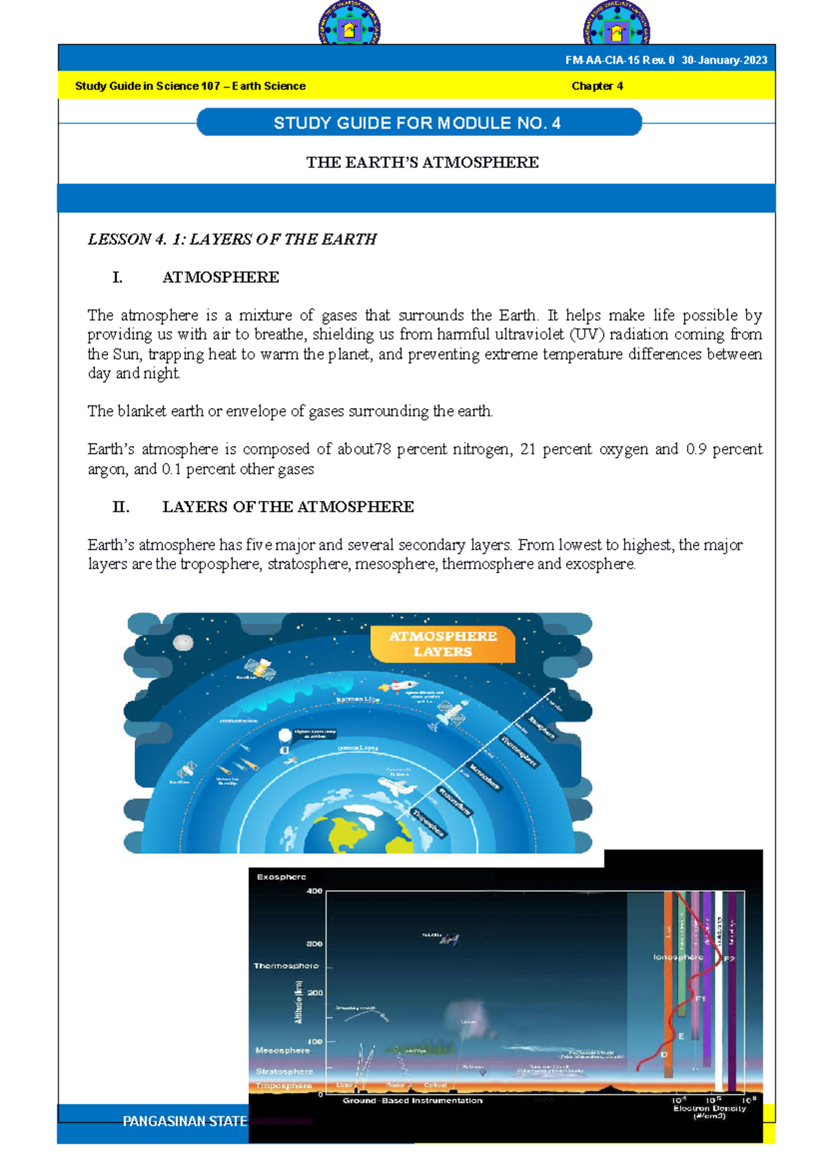 Study Guide Chapter 4 THE Earths Atmosphere - Study Guide in Science ...
