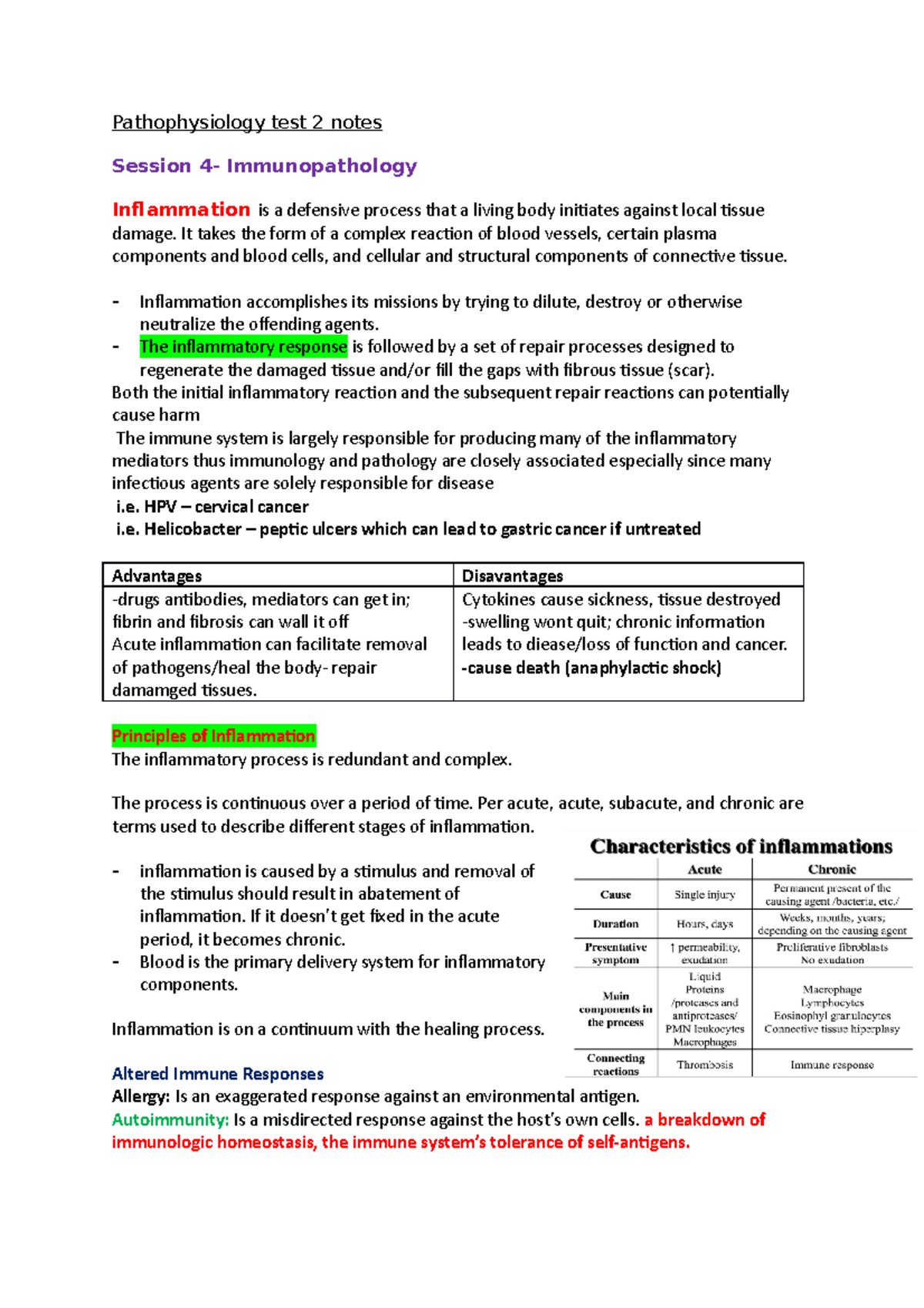 Pathophysiology test 2 notes - Pathophysiology test 2 notes Session 4 ...