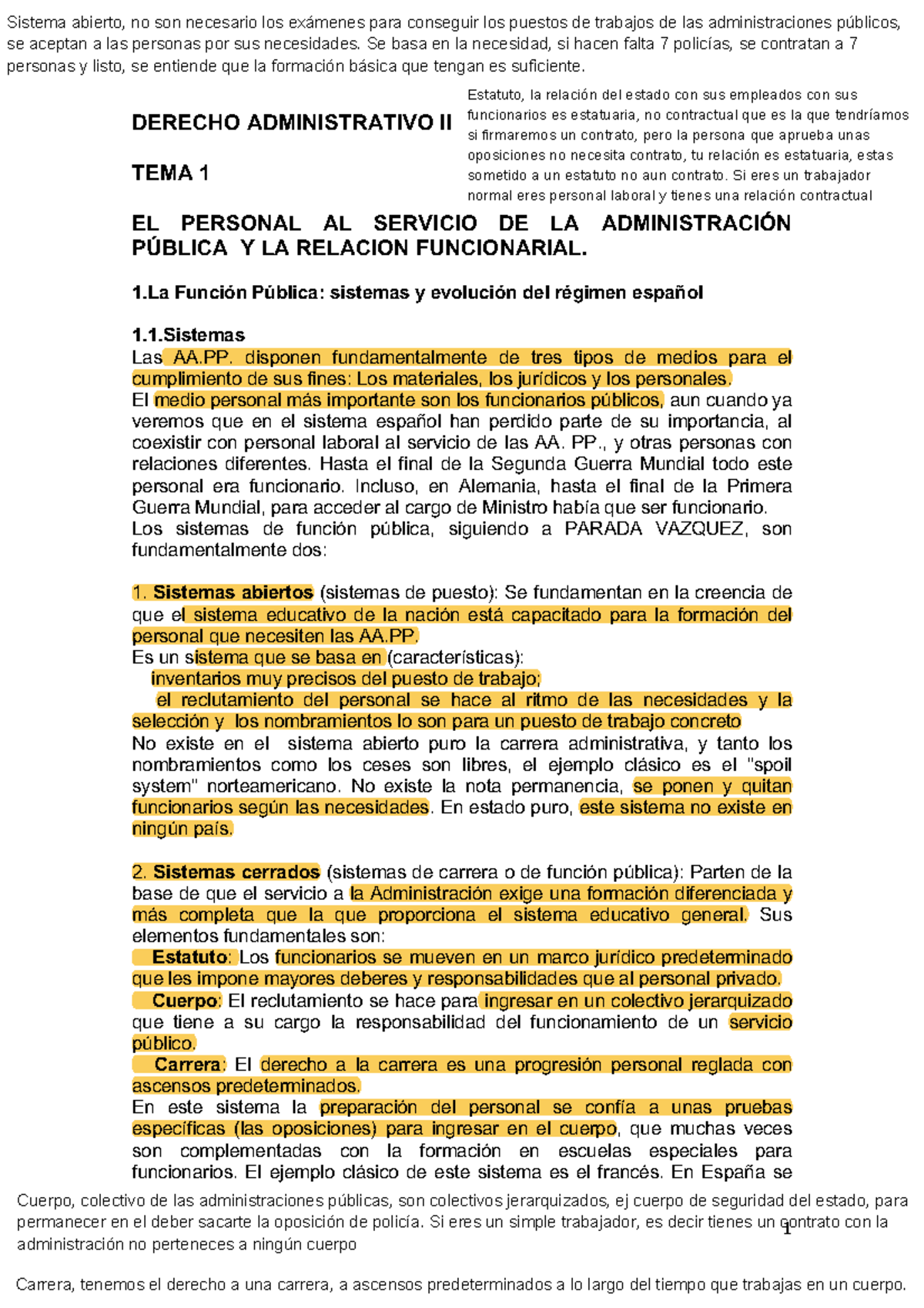 Derecho admin 2 tema 1 - DERECHO ADMINISTRATIVO II TEMA 1 EL PERSONAL AL SERVICIO DE LA - Studocu