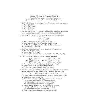 LA2 PS0 - homework - Linear Algebra 2: Problem Sheet 0 Present all of ...