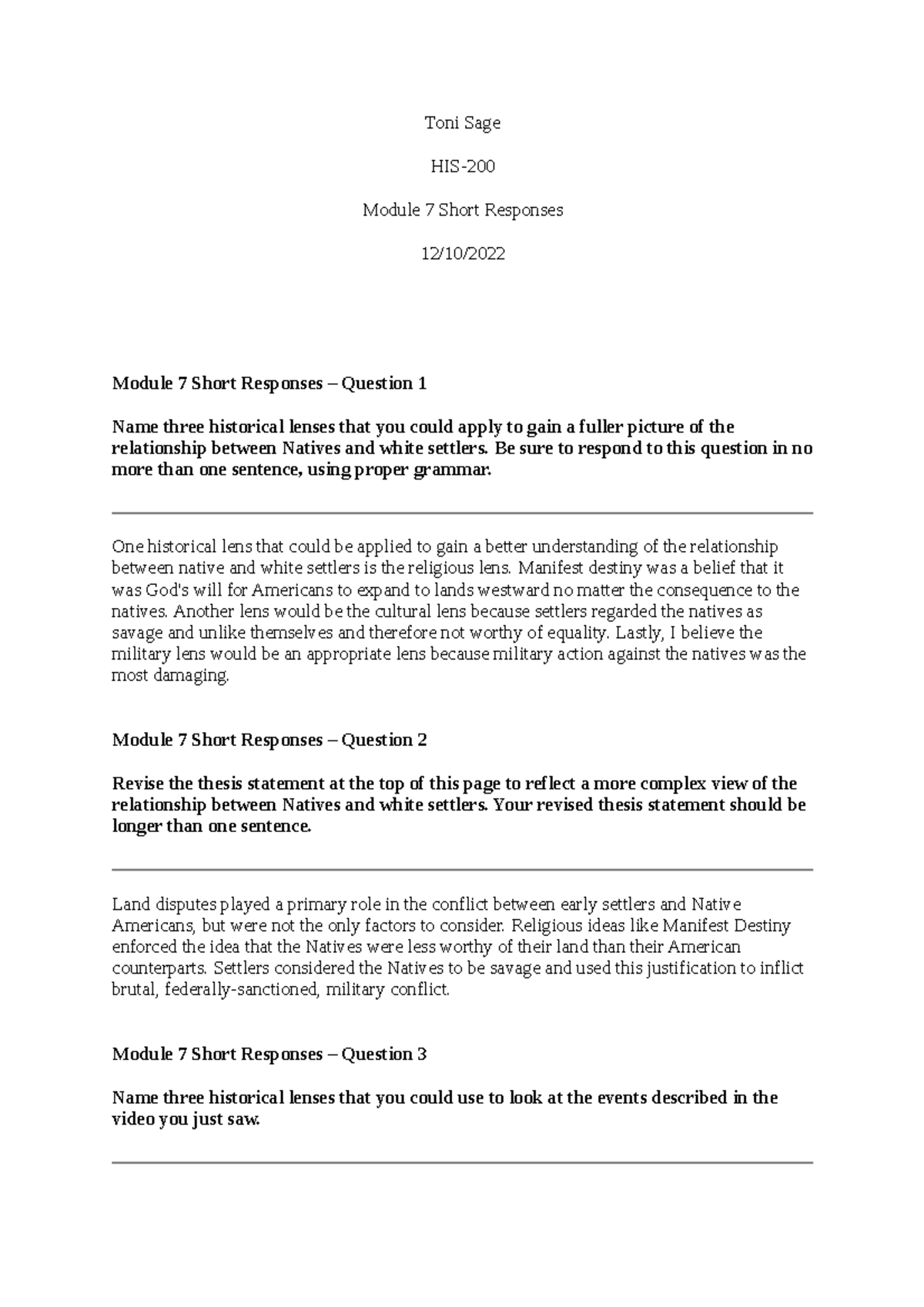 Module 7Short Responses - Toni Sage HIS- Module 7 Short Responses 12/10/ Module 7 Short ...