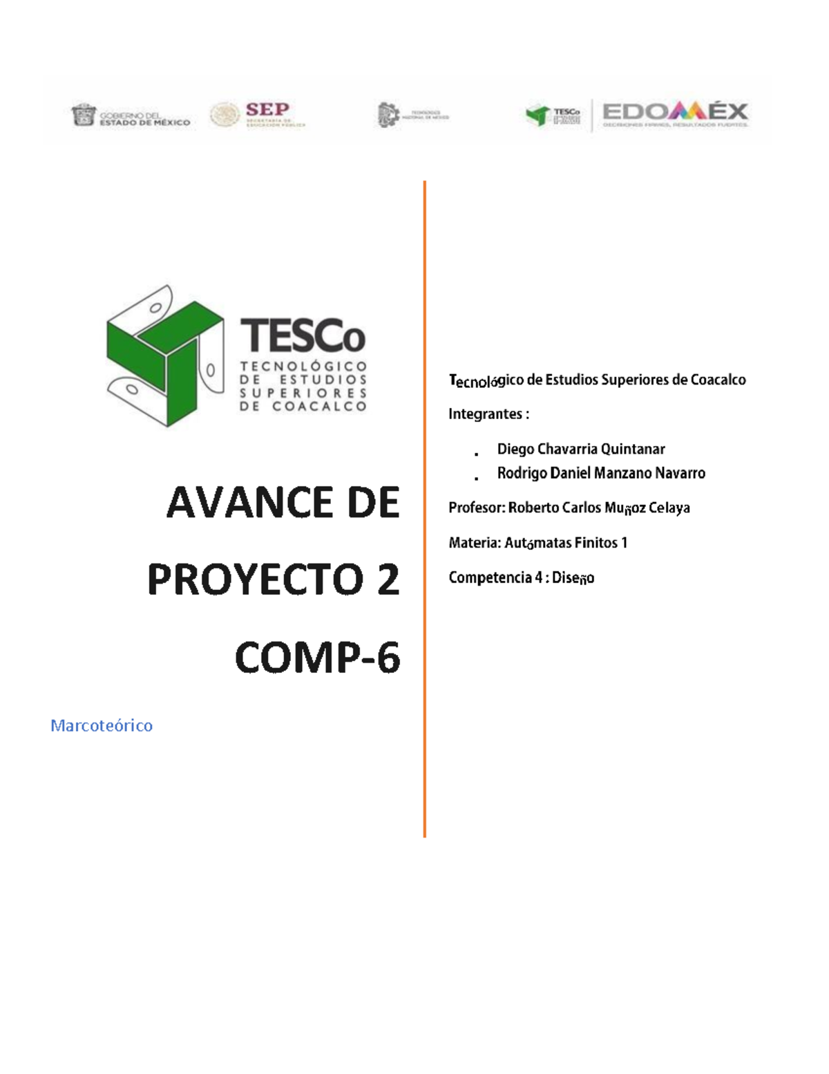 Evidencia Sumativa Proyecto- Final COMP-6 - AVANCE DE PROYECTO 2 COMP ...