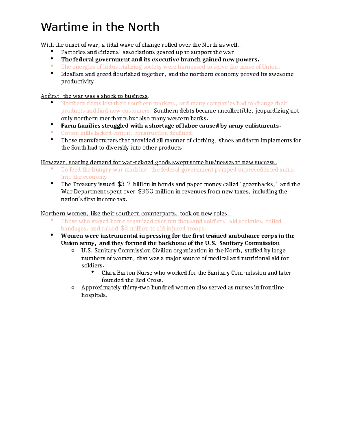 Wartime in the North - Notes - Wartime in the North With the onset of ...