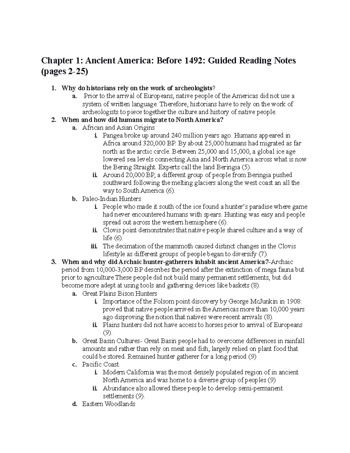 Week #1, Chapter #1 Notes - Chapter 1: Ancient America: Before 1492 ...