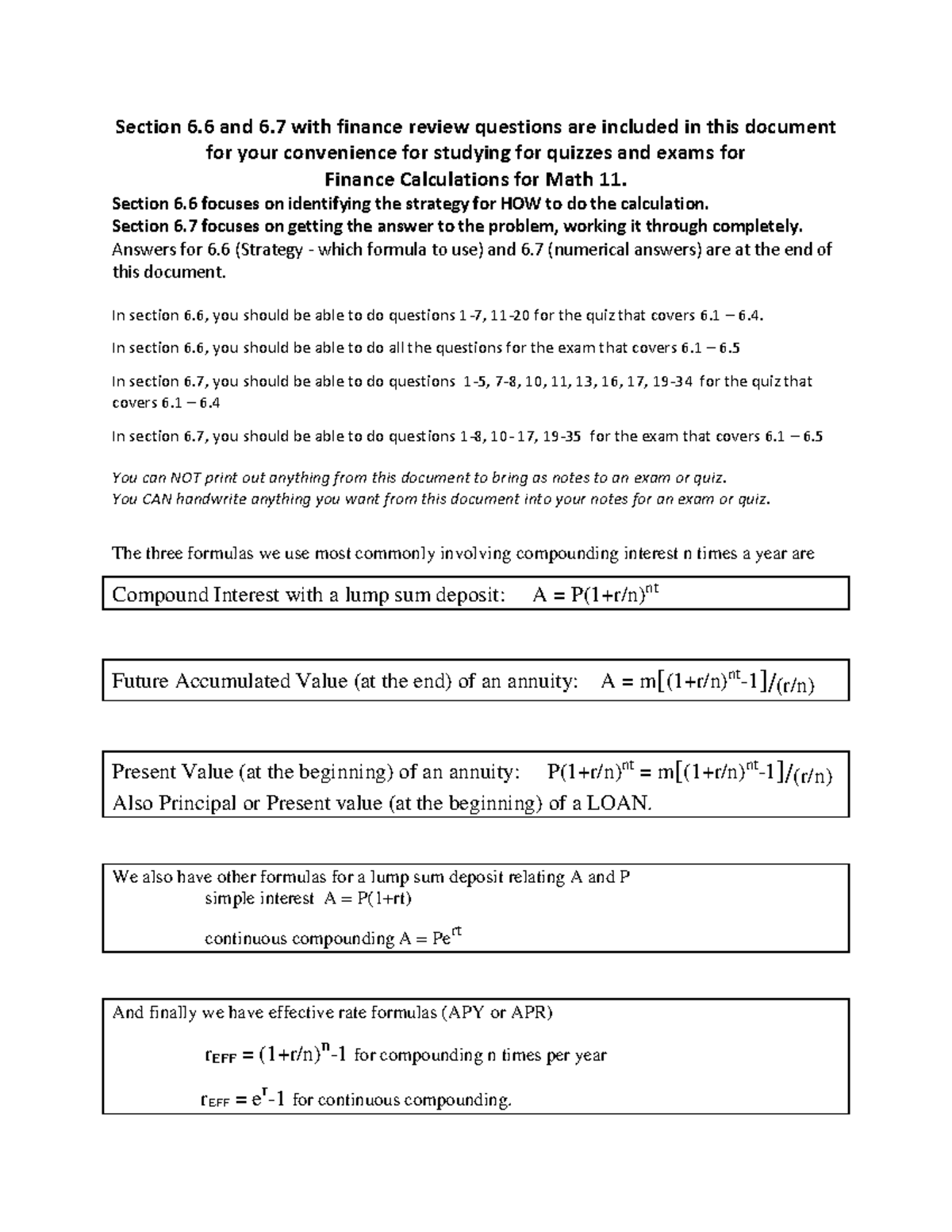 Section 6-6 and 6-7 Finance Review Sections - Section 6 and 6 with ...