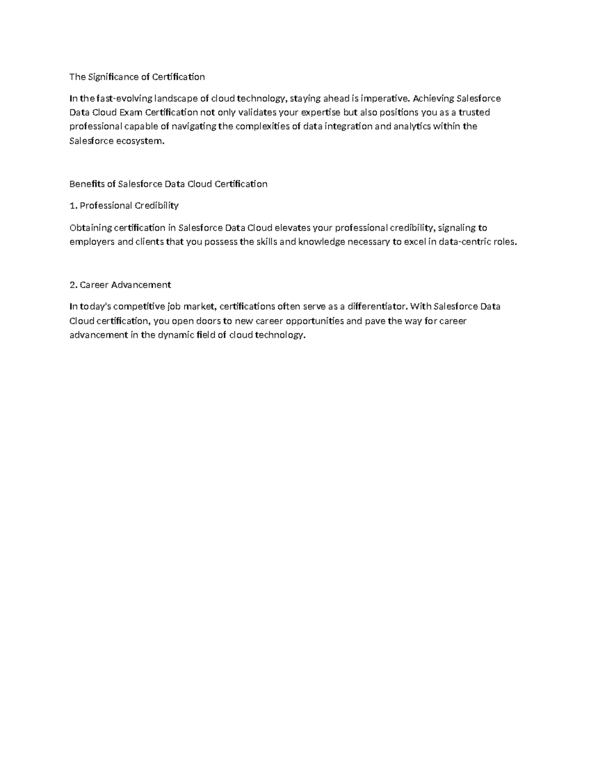 The Significance of Certification - Achieving Salesforce Data Cloud ...