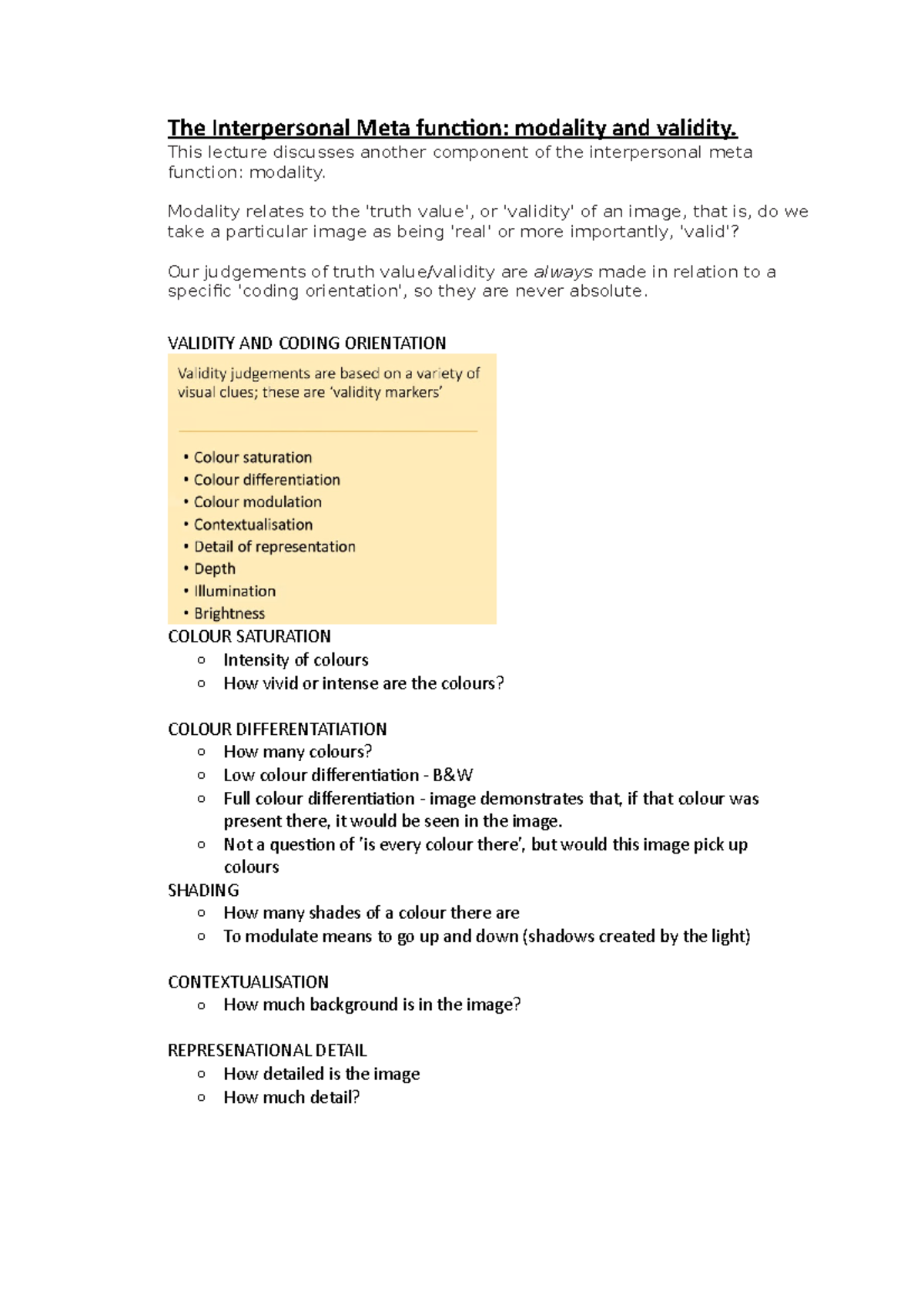 Week 3 detailed notes - The Interpersonal Meta function: modality and ...