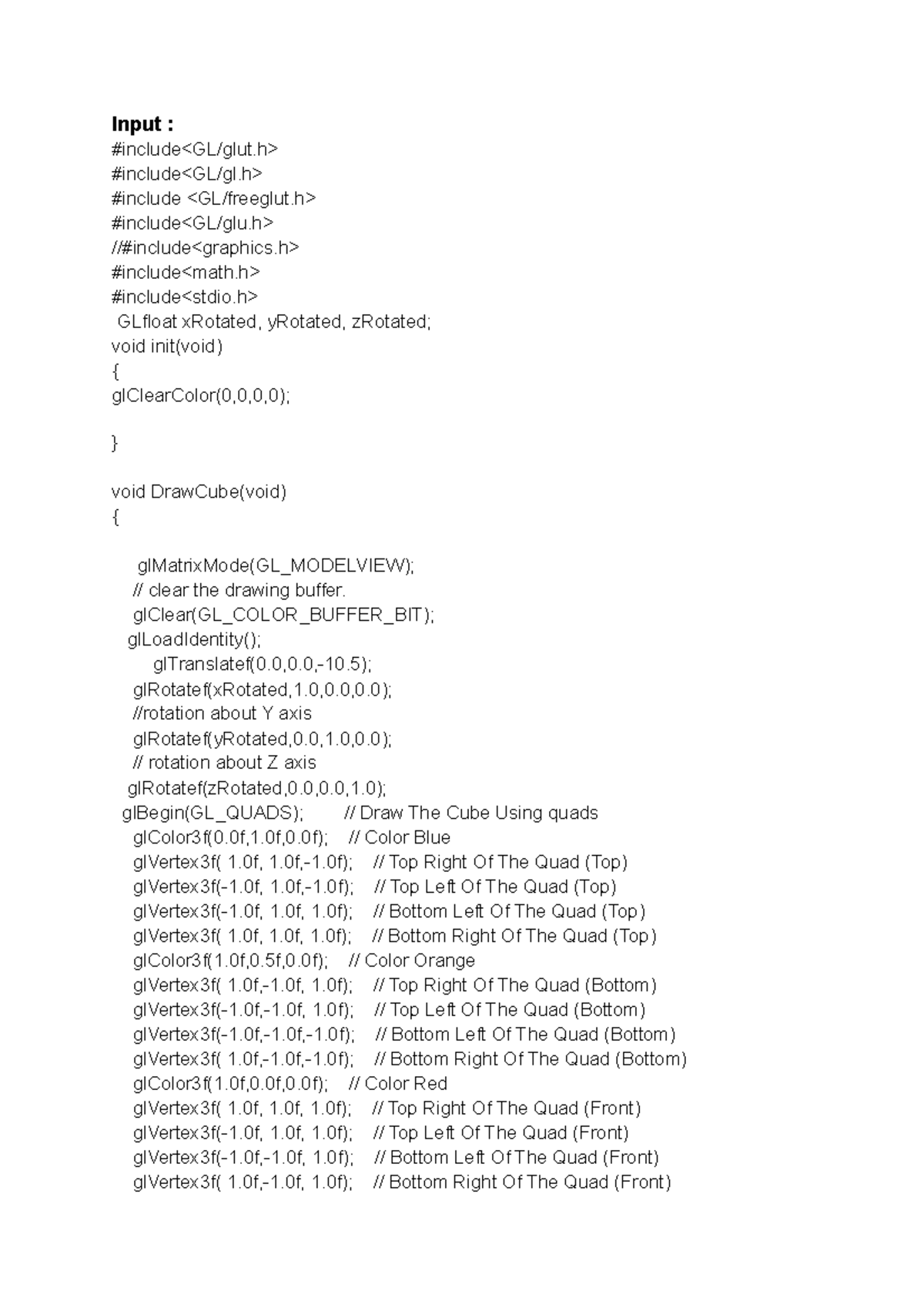 Assgn 6 CG - practical - Input : #include #include #include - Studocu