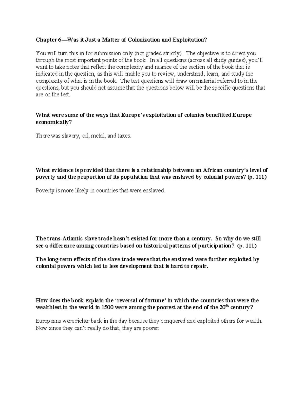 Study guide for Chapter 6-colonization - Chapter 6—Was it Just a Matter ...