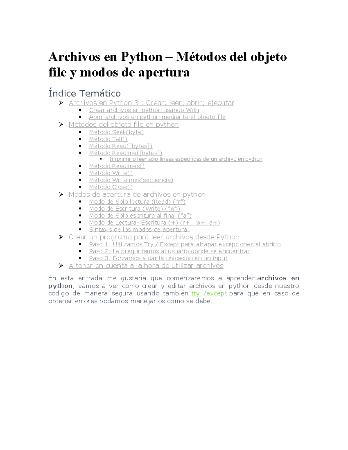 Archivos en Python - Archivos en Python 3 : Crear; leer; abrir ...