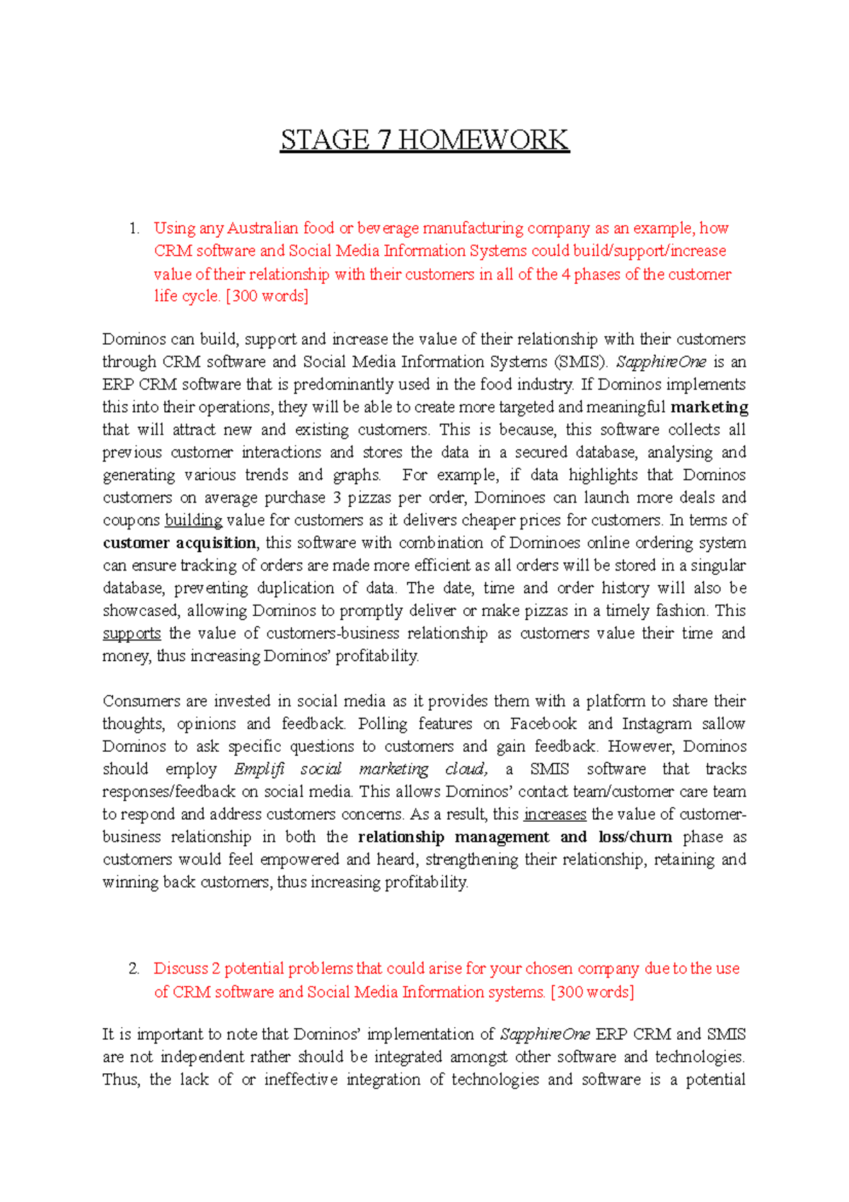 Stage 2 homework - week 7 - STAGE 7 HOMEWORK Using any Australian food ...