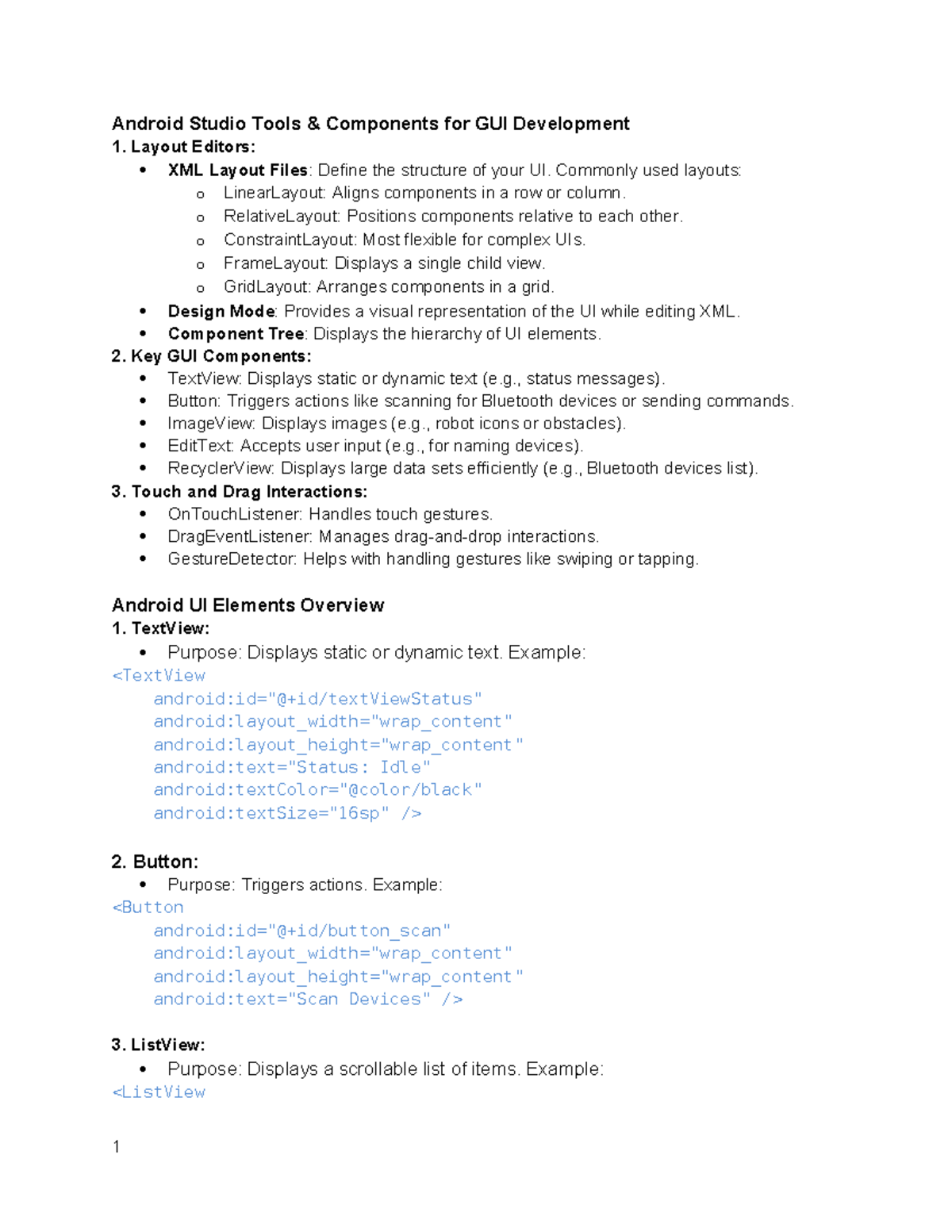 Android Notes - Quiz Cheat Sheet - Android Studio Tools & Components ...