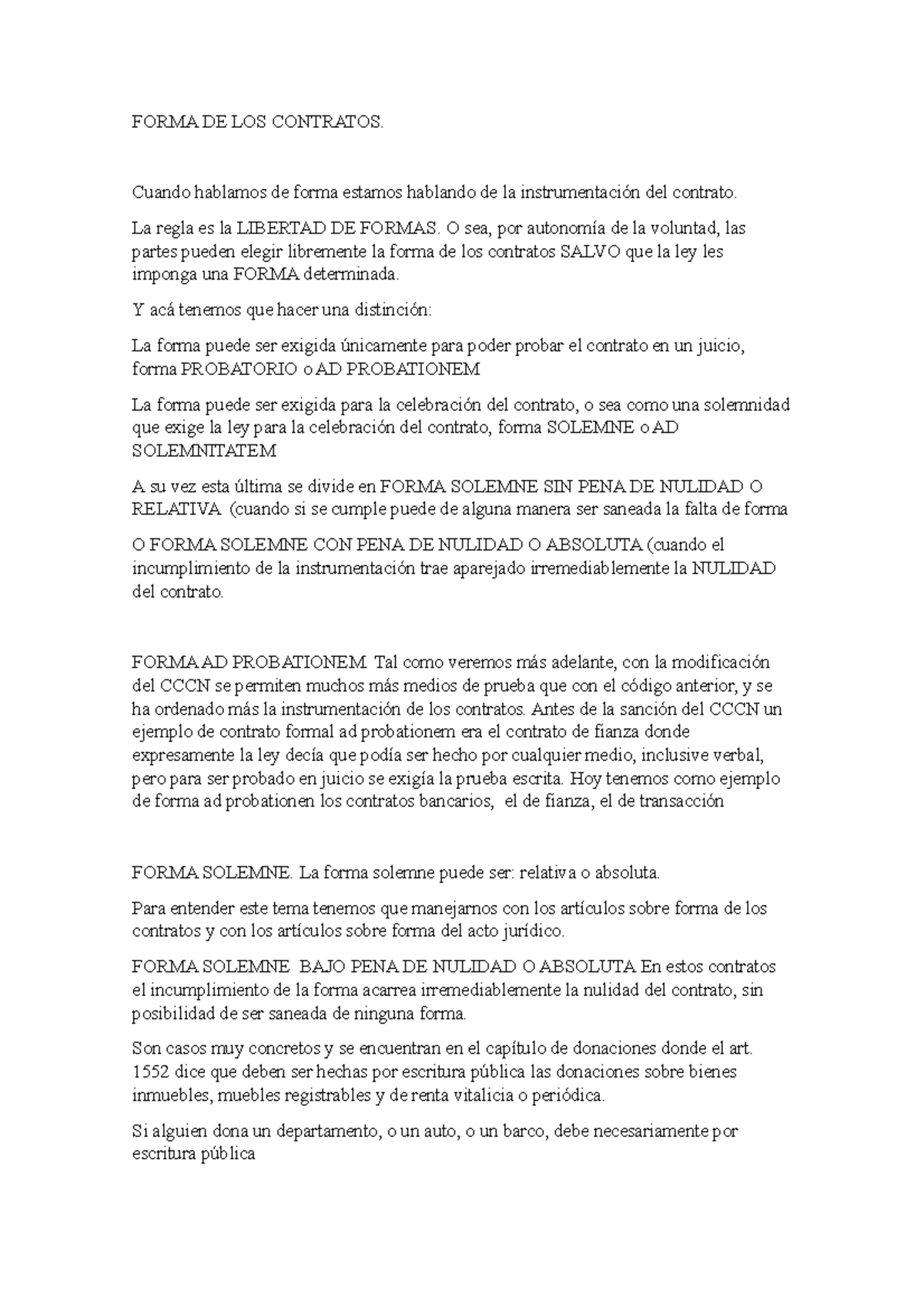 Clase forma de los contratos - FORMA DE LOS CONTRATOS. Cuando hablamos ...