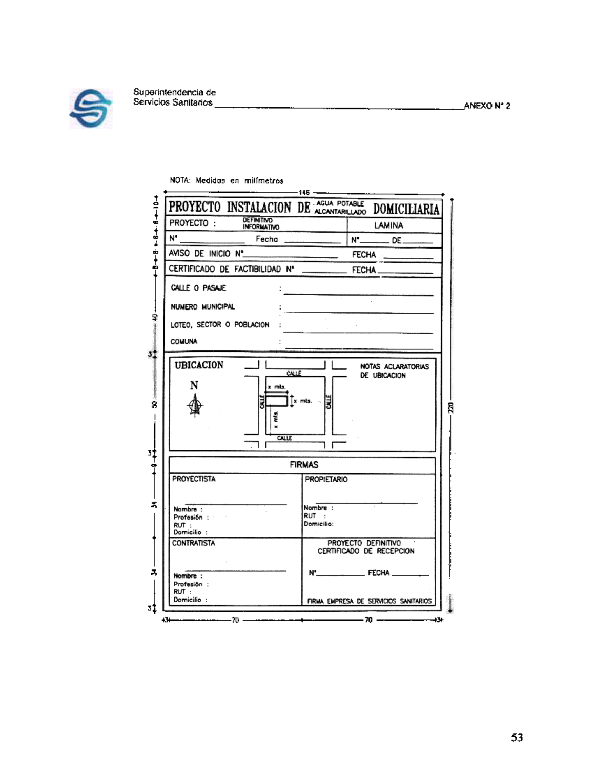 Viñeta Ridaa - RIDDA - Superintendencia de Servicios Sanitarios ,ANEXO N° 2 NOTA: Medidas en ...