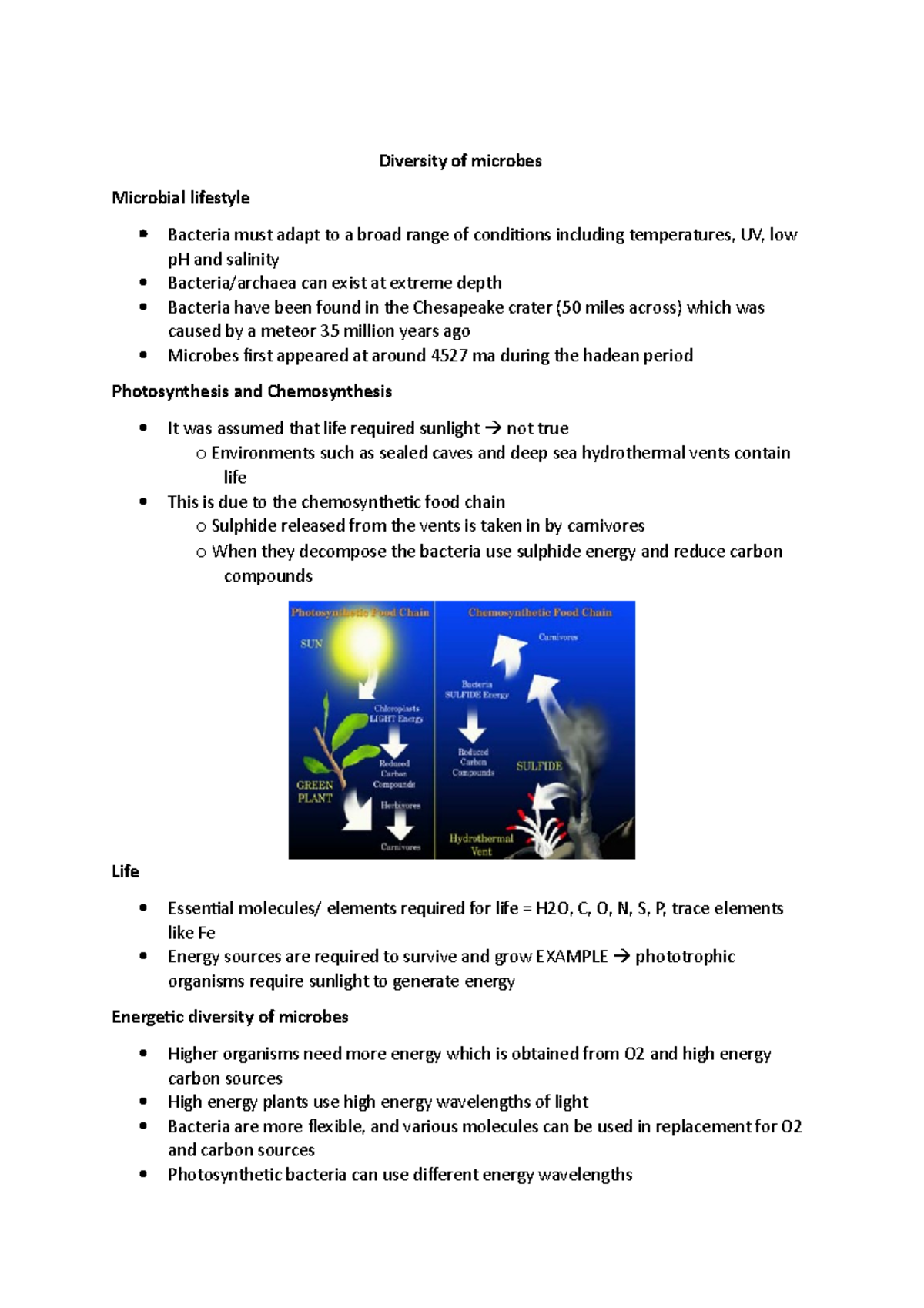 Diversity of microbes - Lecture notes 4 - Diversity of microbes ...