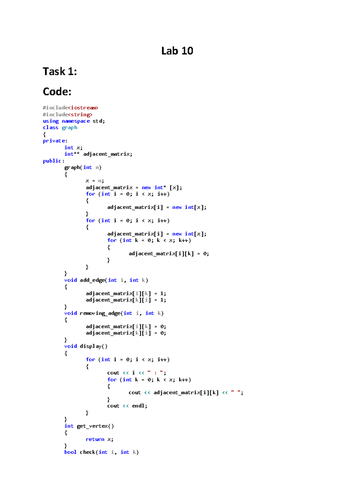 B8256D4E 6604 4D90 84CE 3C4BAFA5F720 - Lab 10 Task 1: Code: #include - Studocu
