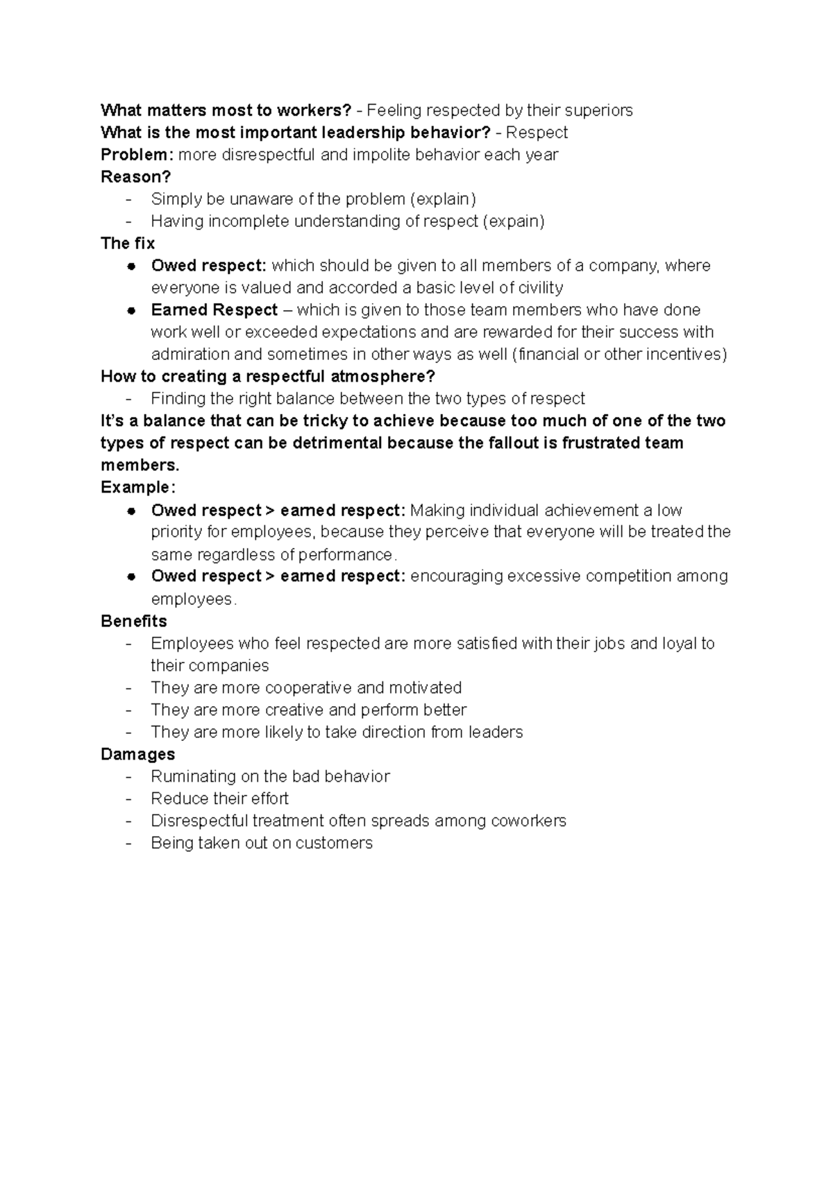 Owed and Earned respect - What matters most to workers? - Feeling ...