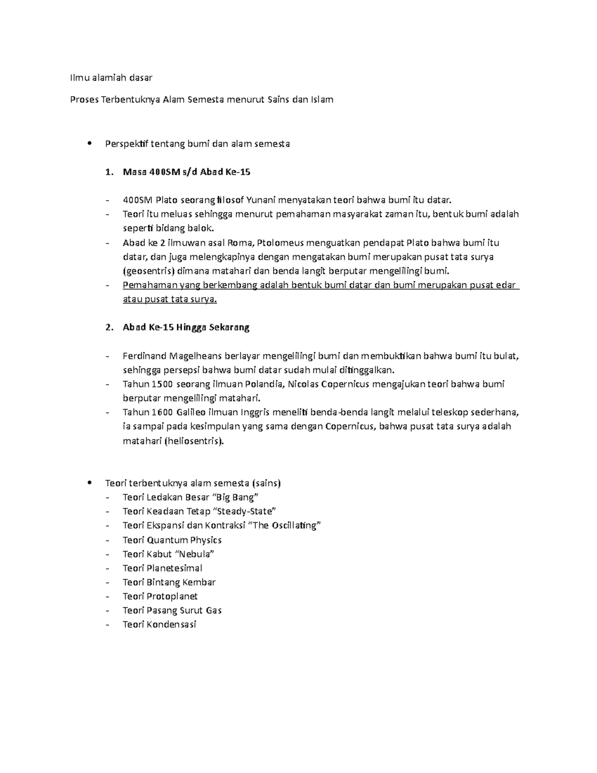 Ilmu alamiah dasar Proses Terbentuknya Alam Semesta menurut Sains dan ...