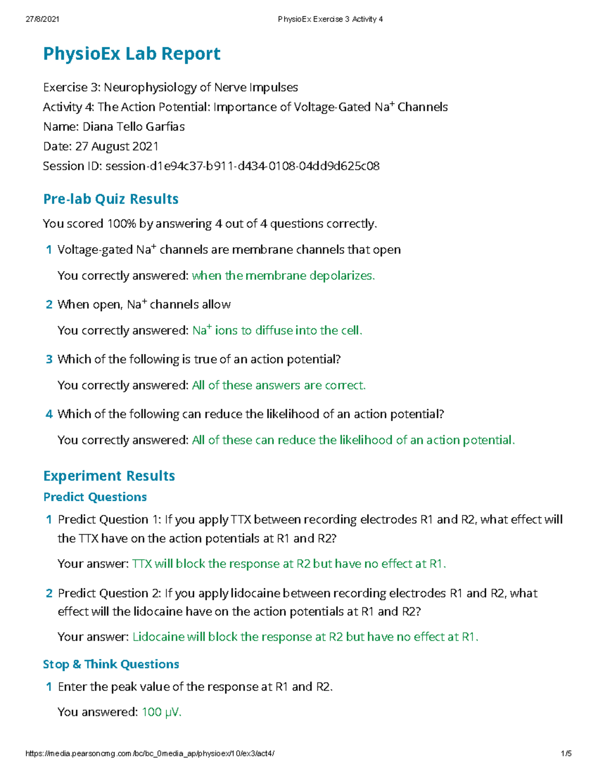 Physio Ex Exercise 3 Activity 4 - PhysioEx Lab Report Exercise 3 ...