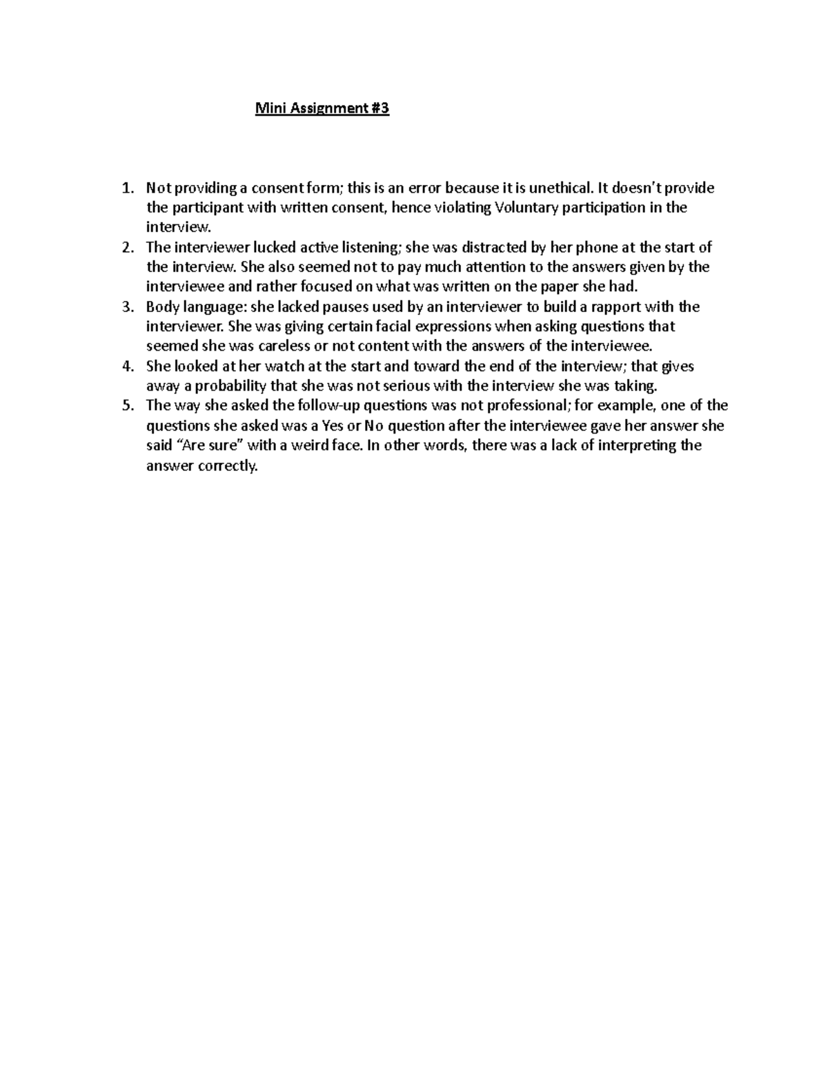 Mini Assignment 3. docx - Mini Assignment # Not providing a consent form; this is an error ...