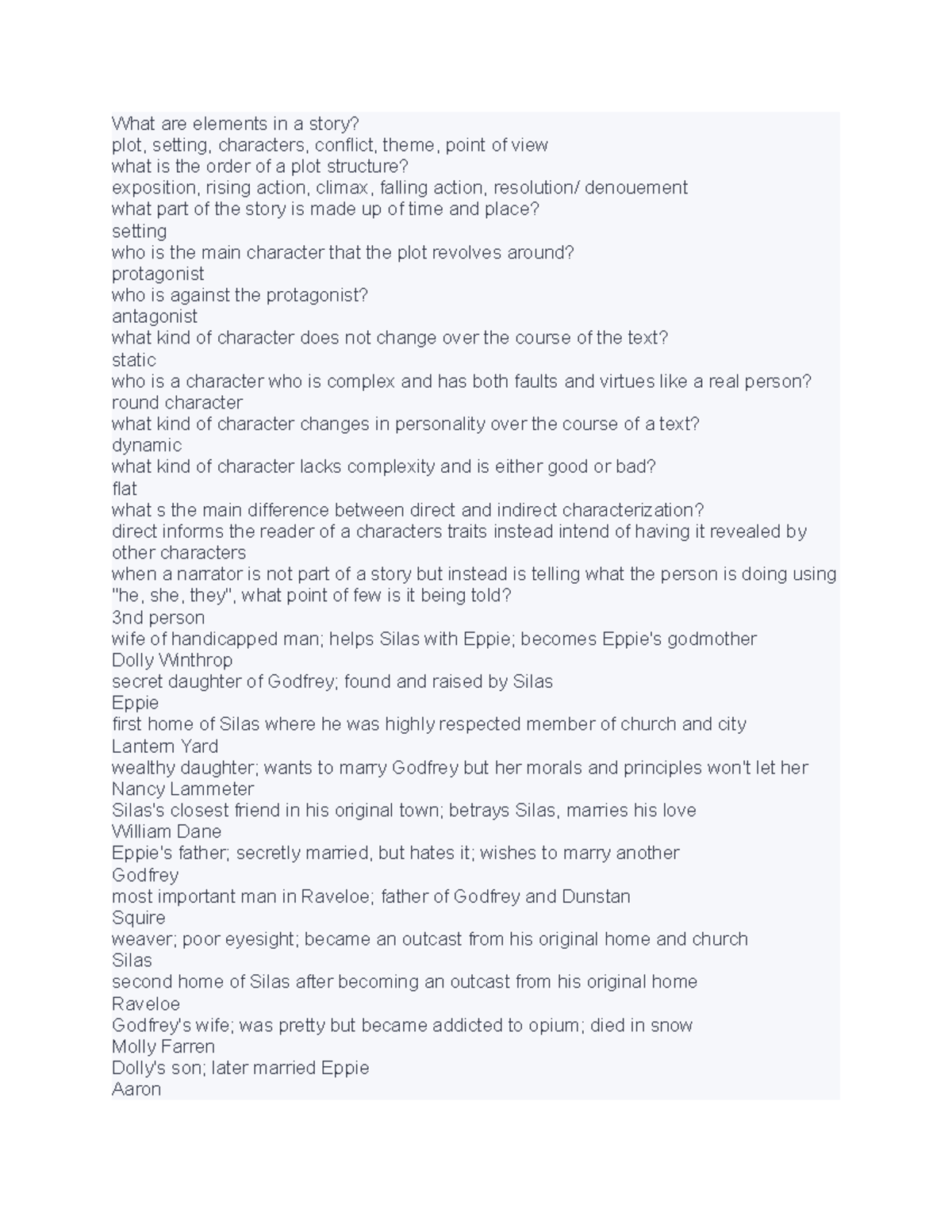 English exam 4 - vocab, notes, and exam answers - What are elements in ...