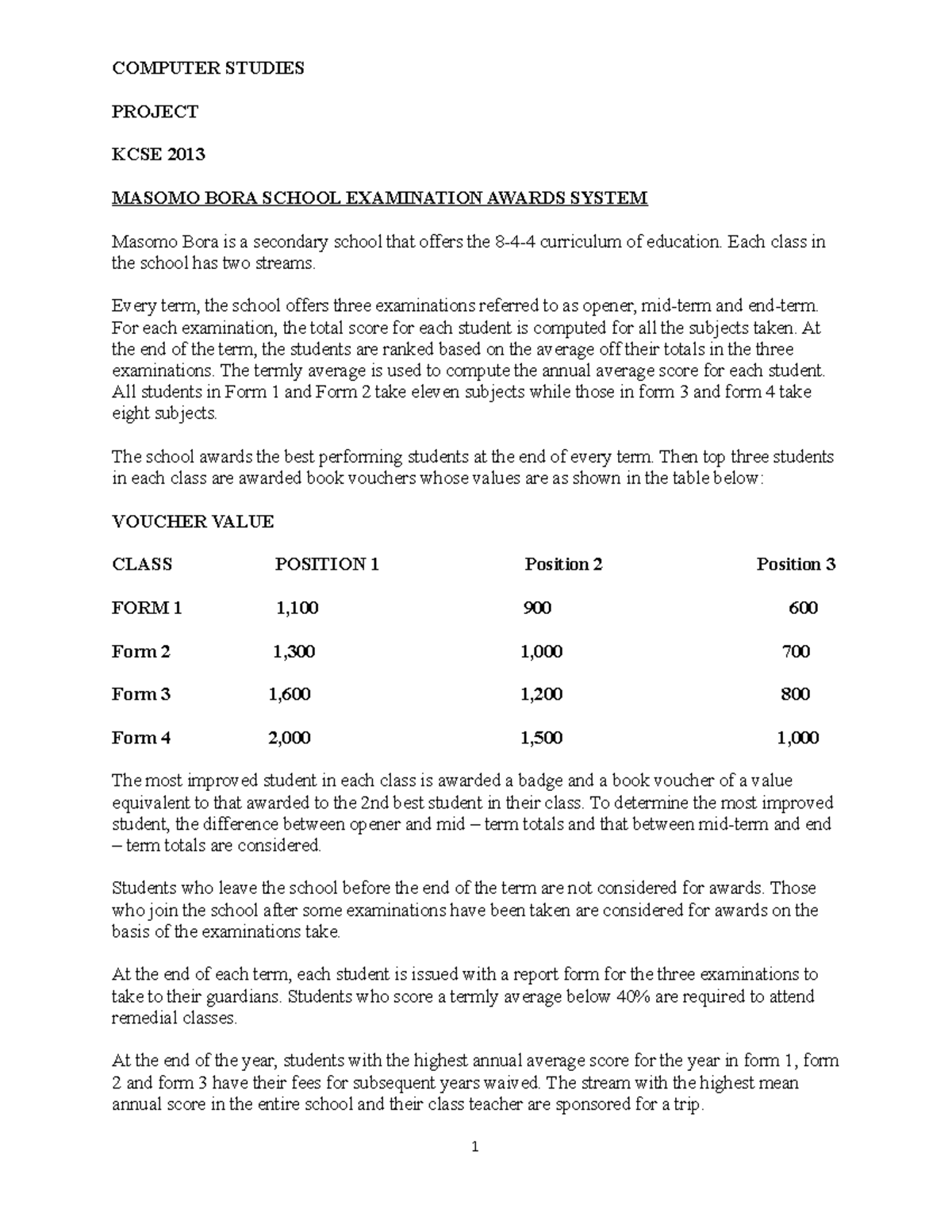2013 Masomo BORA Project 2013 - COMPUTER STUDIES PROJECT KCSE 2013 ...