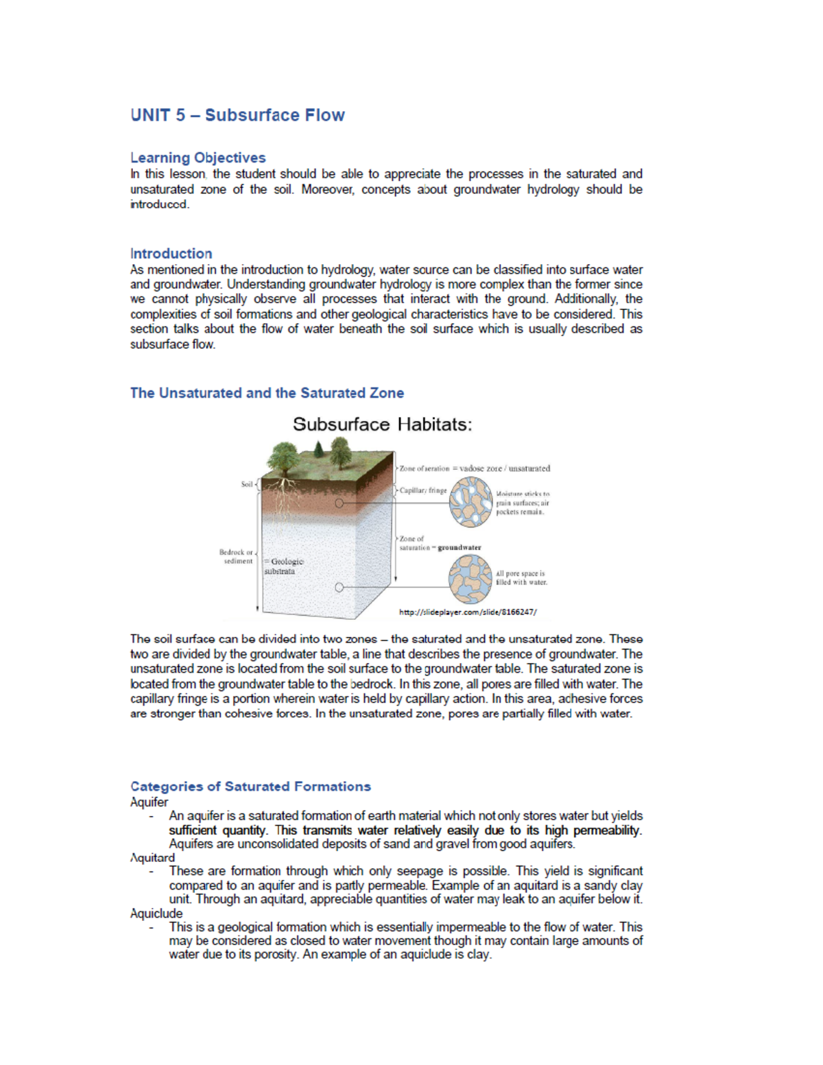 Subsurface-Flow - Principles, Methods and Material in Elt - Studocu