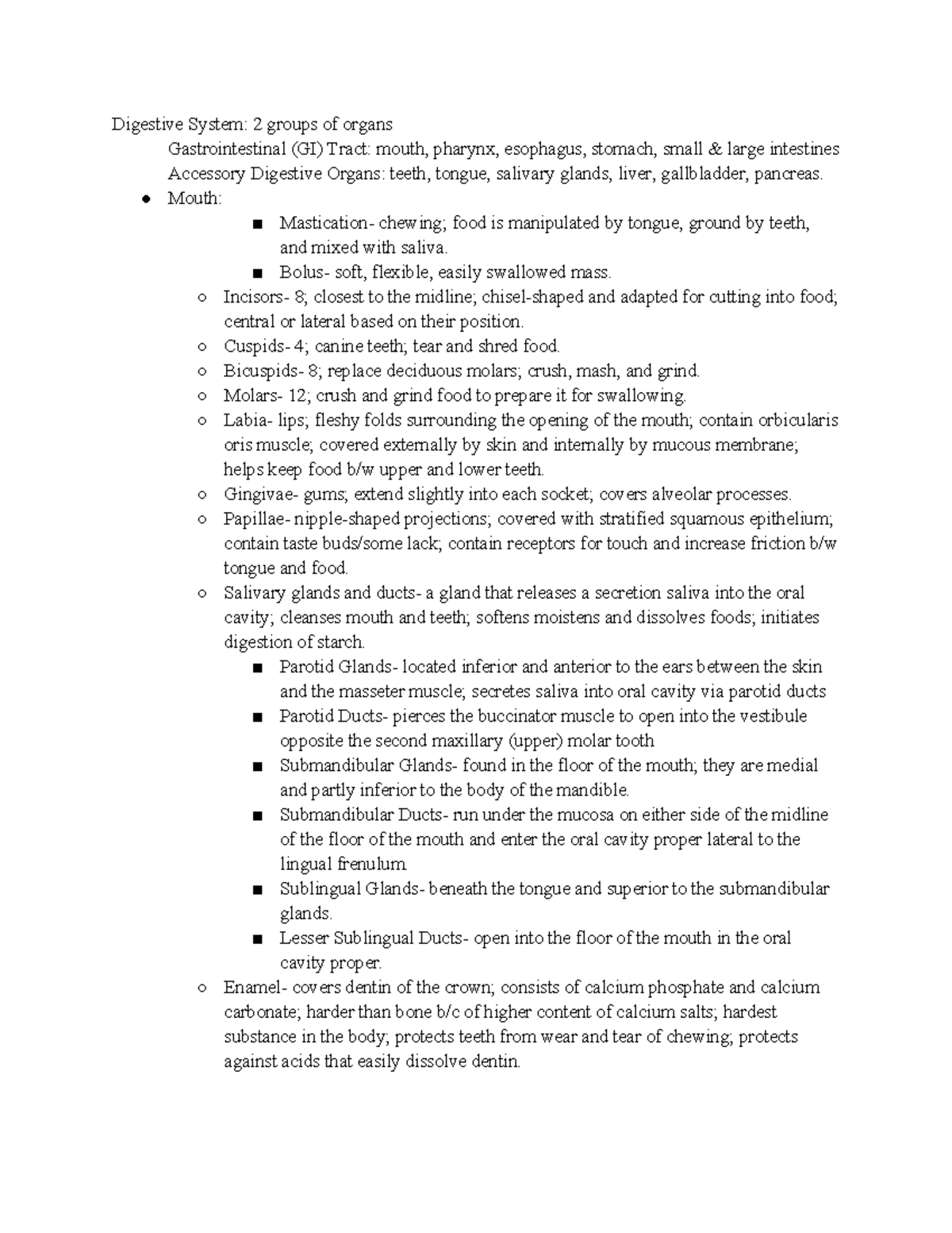 Digestive System Study Guide - Digestive System: 2 groups of organs ...