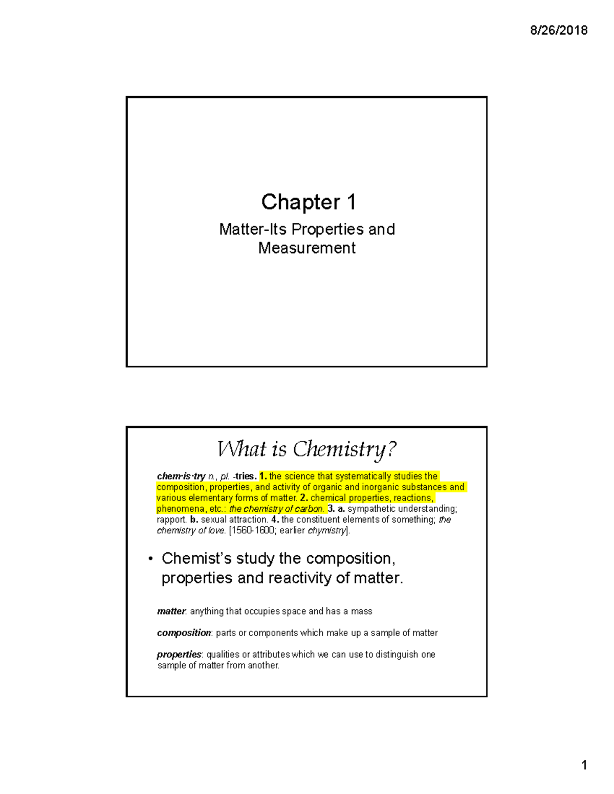 Chapter 1 - Lecture notes 1 - Chapter 1 Matter-Its Properties and ...