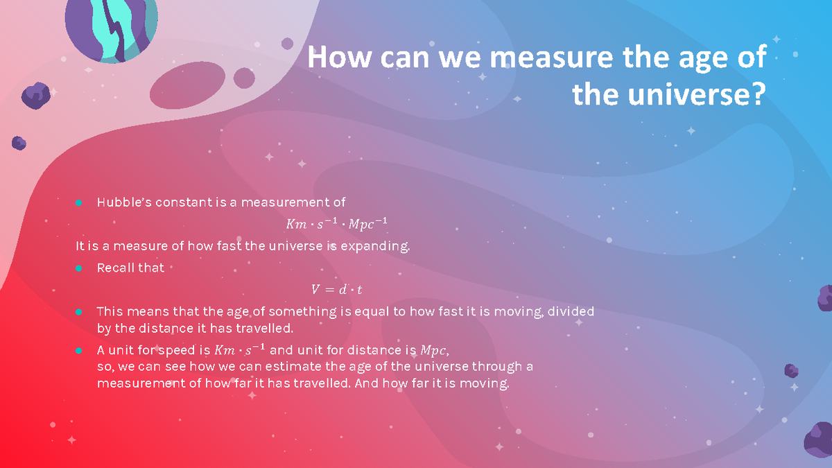 How to Measure the Age of the Universe Lab 2 - Hubble’s constant is a ...