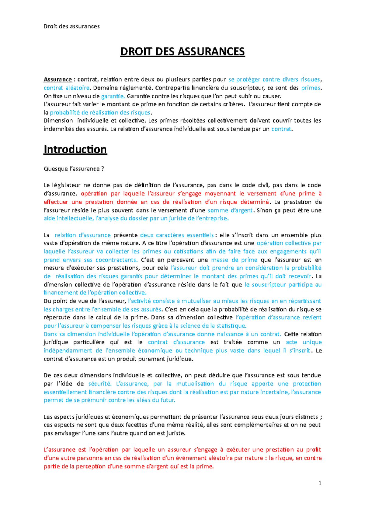 Droit-des-assurances - DROIT DES ASSURANCES Assurance : contrat ...