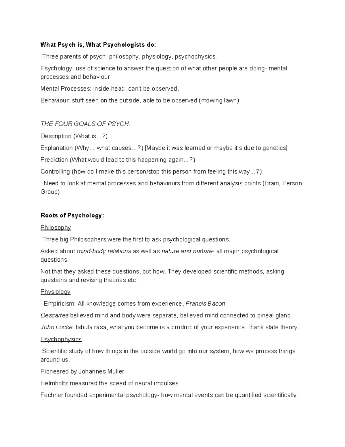 What Psych is, What Psychologists do - Psychology: use of science to ...