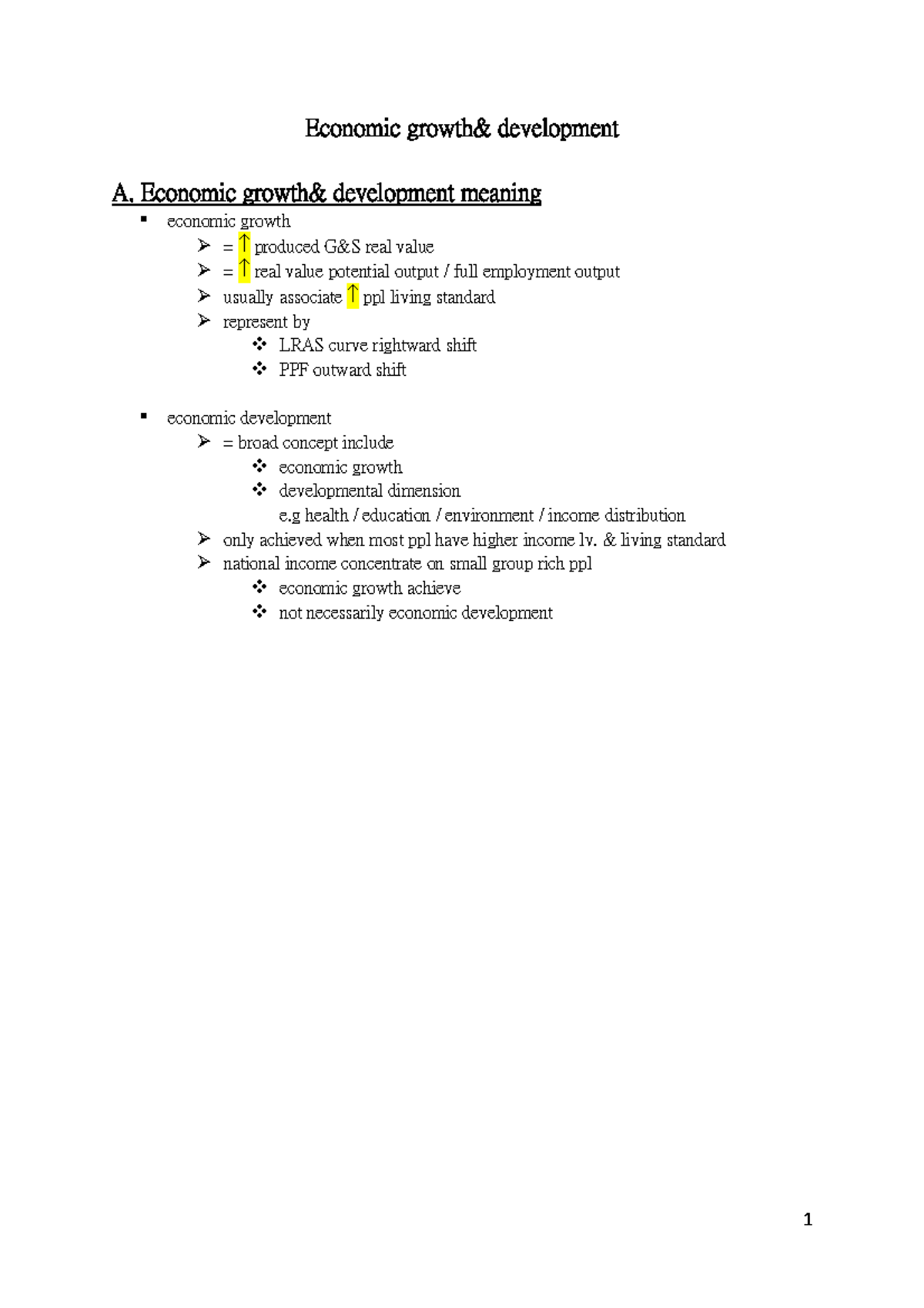 Econ E2 part2 - fafafa - Economic growth& development A. Economic ...