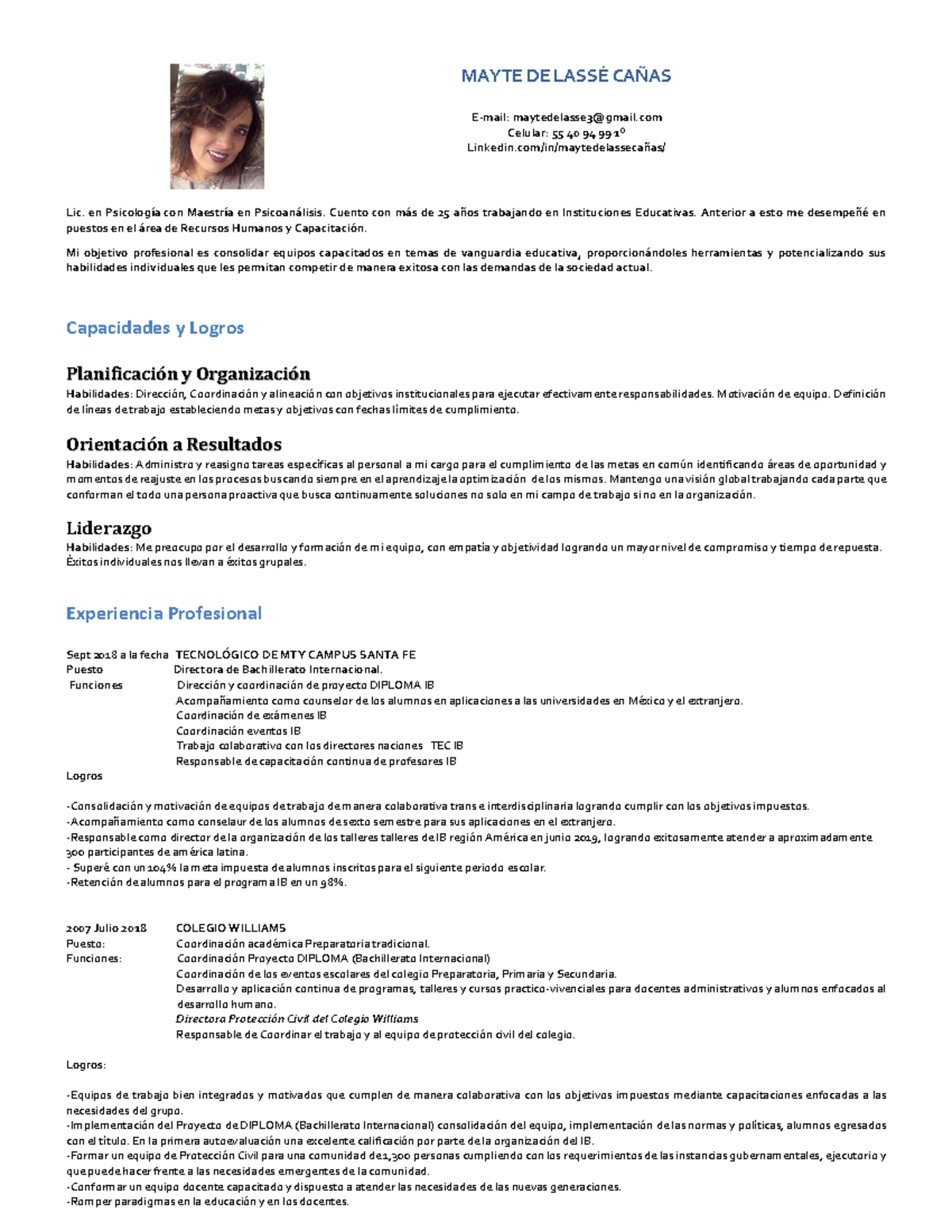 1620960615711 - Curriculum - MAYTE DE LASSÉ CAÑAS E-mail: maytedelasse3@gmail Celular: 55 40 94 ...