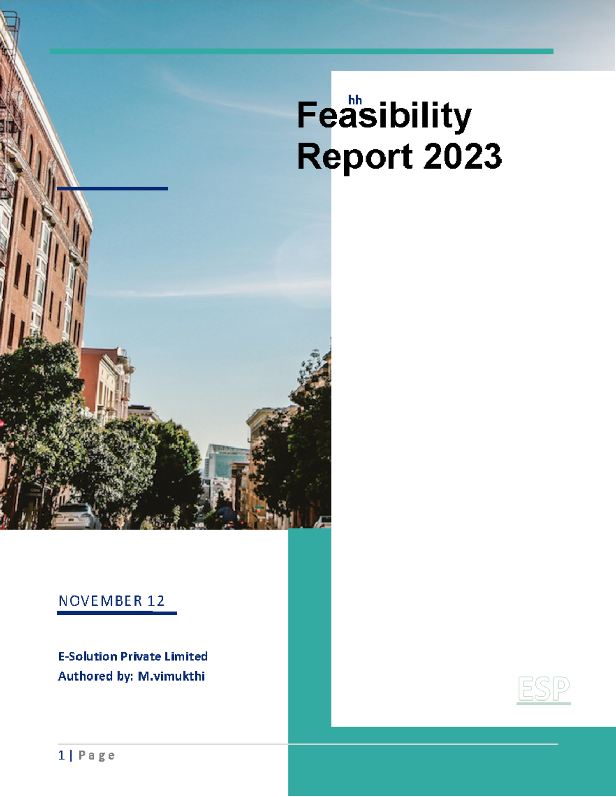 Fesibitiy report - hh ESP NOVEMBER 12 E-Solution Private Limited ...